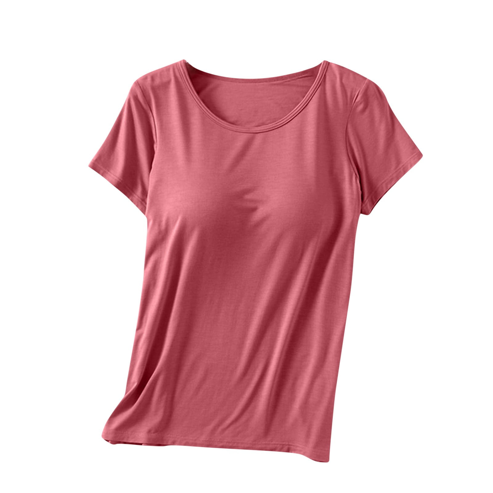 Otntypg Women's Cotton T Shirt with Built-in Bra Padded Active Tee ...
