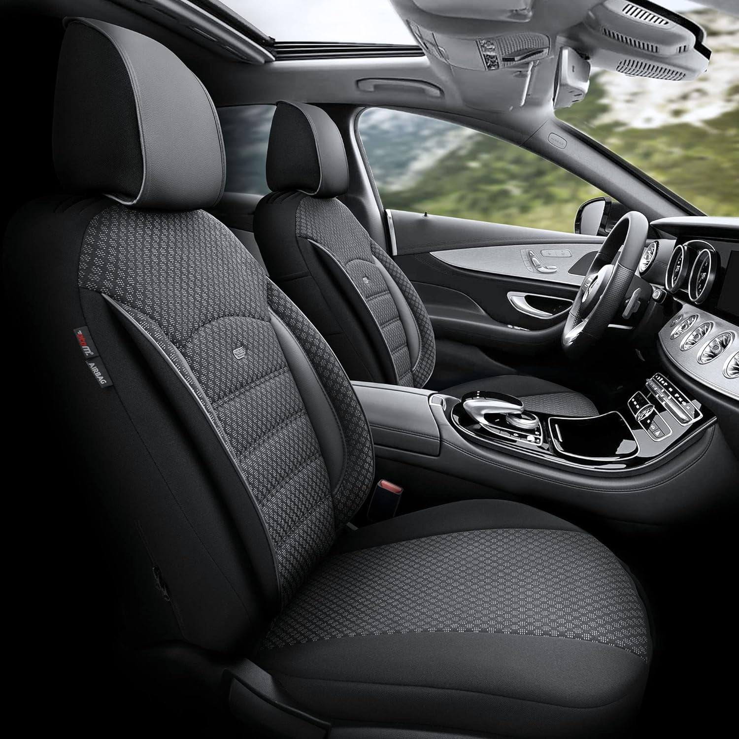 Otom Sport Plus Design Universal Size Car Seat Covers for Front Seats (Black) - Walmart.com