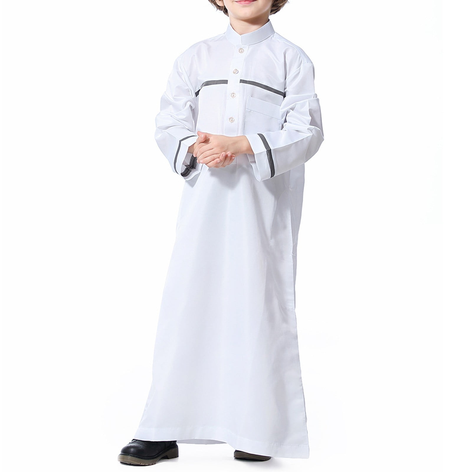Otqutp Arabic Thobe for Muslim Boys Long Sleeve Kaftan 𝗜slamic Prayer ...