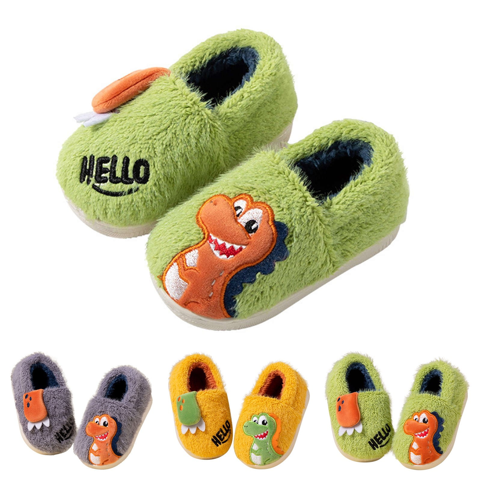 Otqutp Baby Boys Dinosaur Plush House Slippers Cute Animal Cozy Soft ...