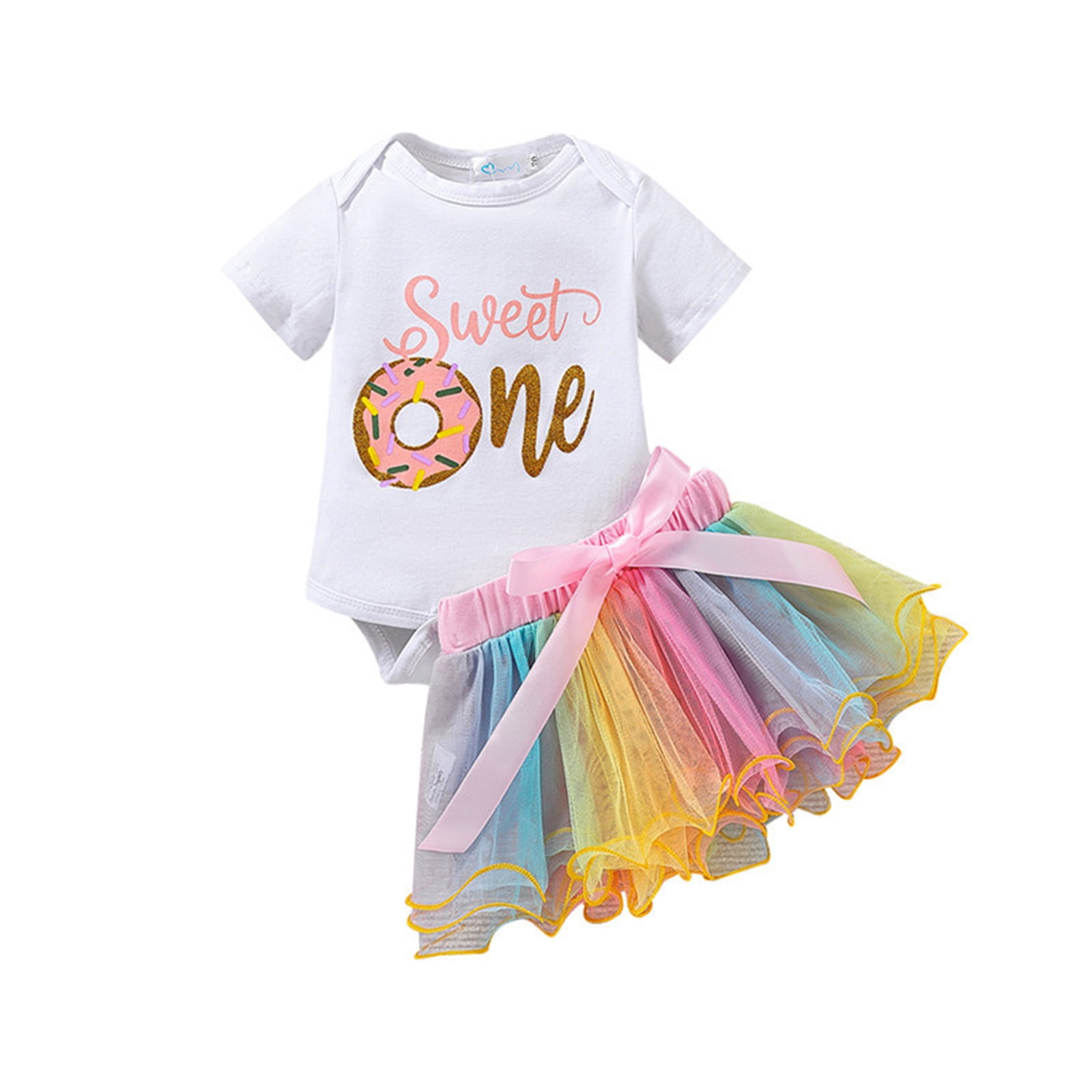 Otqutp Beach Bodysuit for Toddler Girls Short Sleeve Cartoon Prints Romper Tops And Tutu Tulle ...