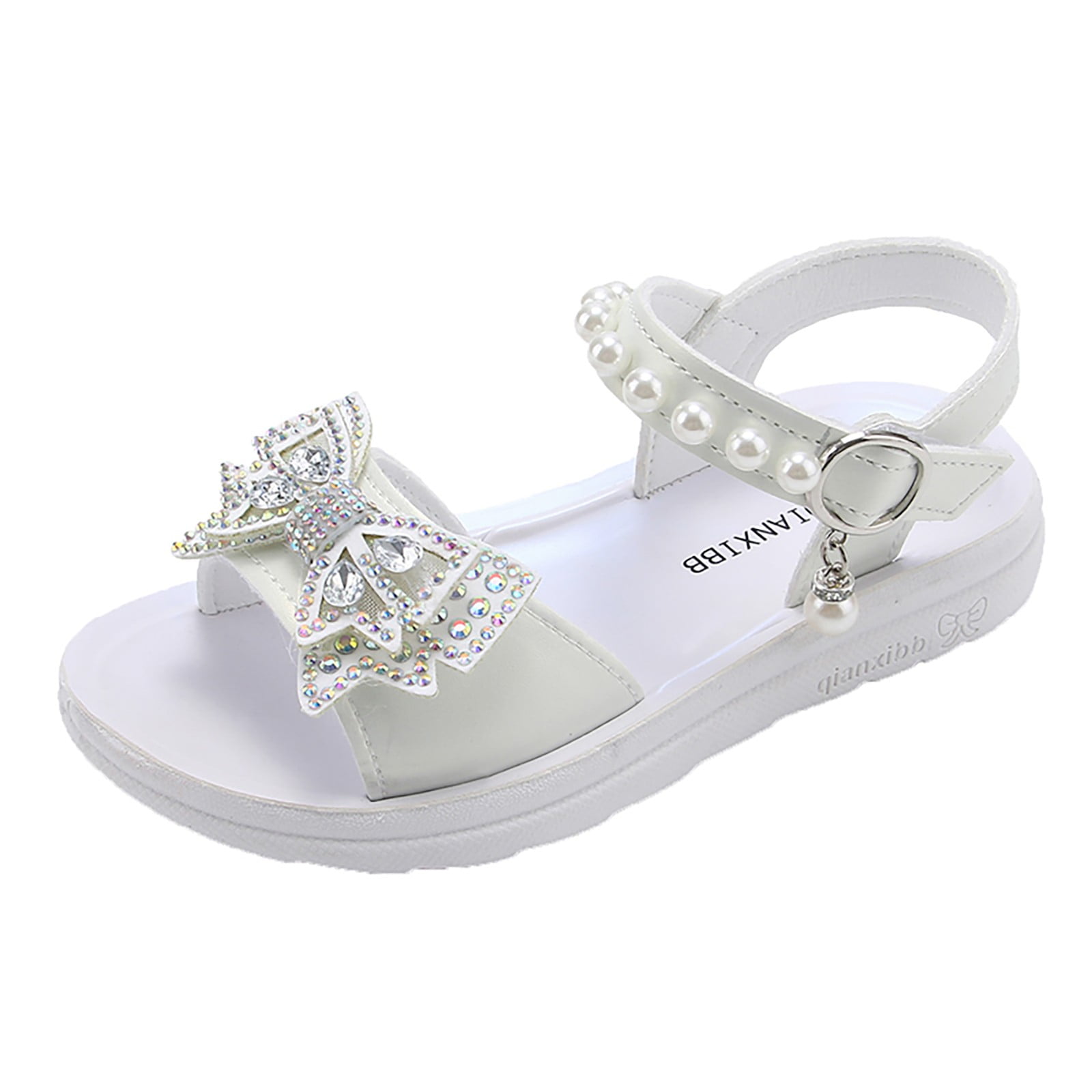 Otqutp Flying Butterfly Sandals for Girls Princess 3D Rhinestone Pearl Dress Shoes Open Toe ...
