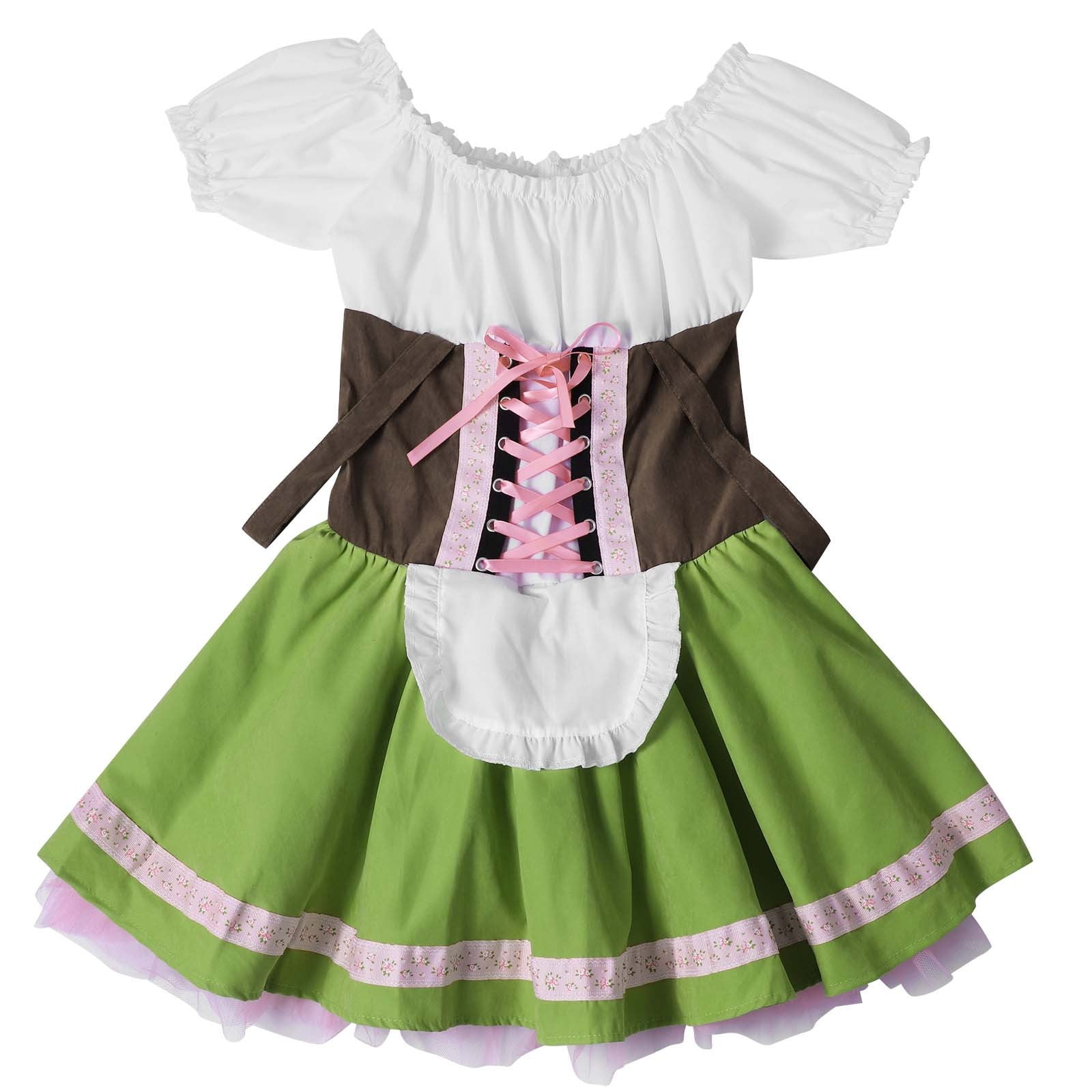 Otqutp German Dirndl Dress for Girls Bavarian Oktoberfest Party Clothes ...