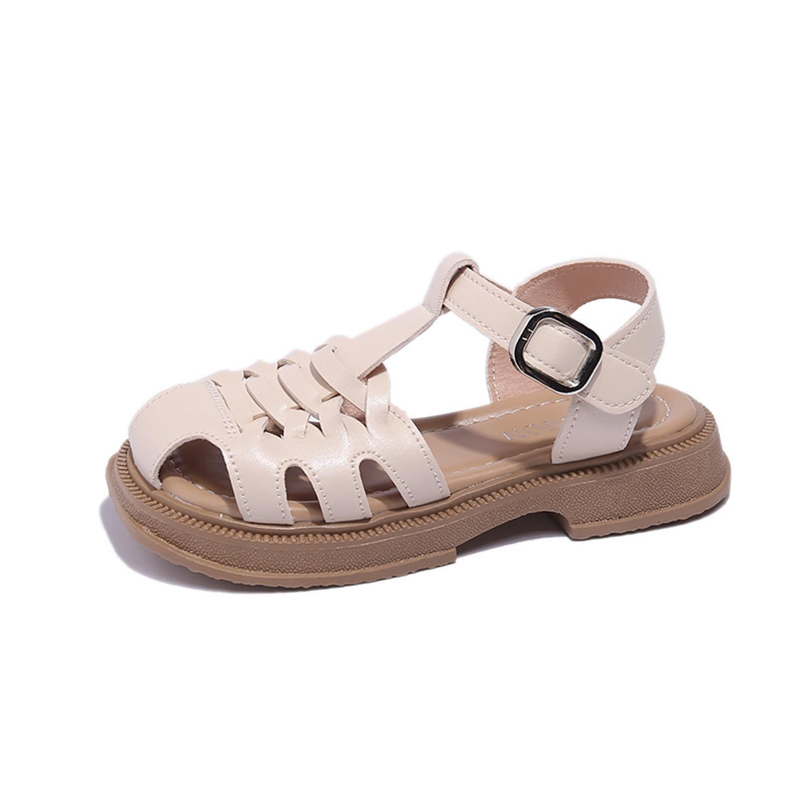 Otqutp Girls Kids Closed Toe Wide Sandals Rubber Sole Summer Casual ...