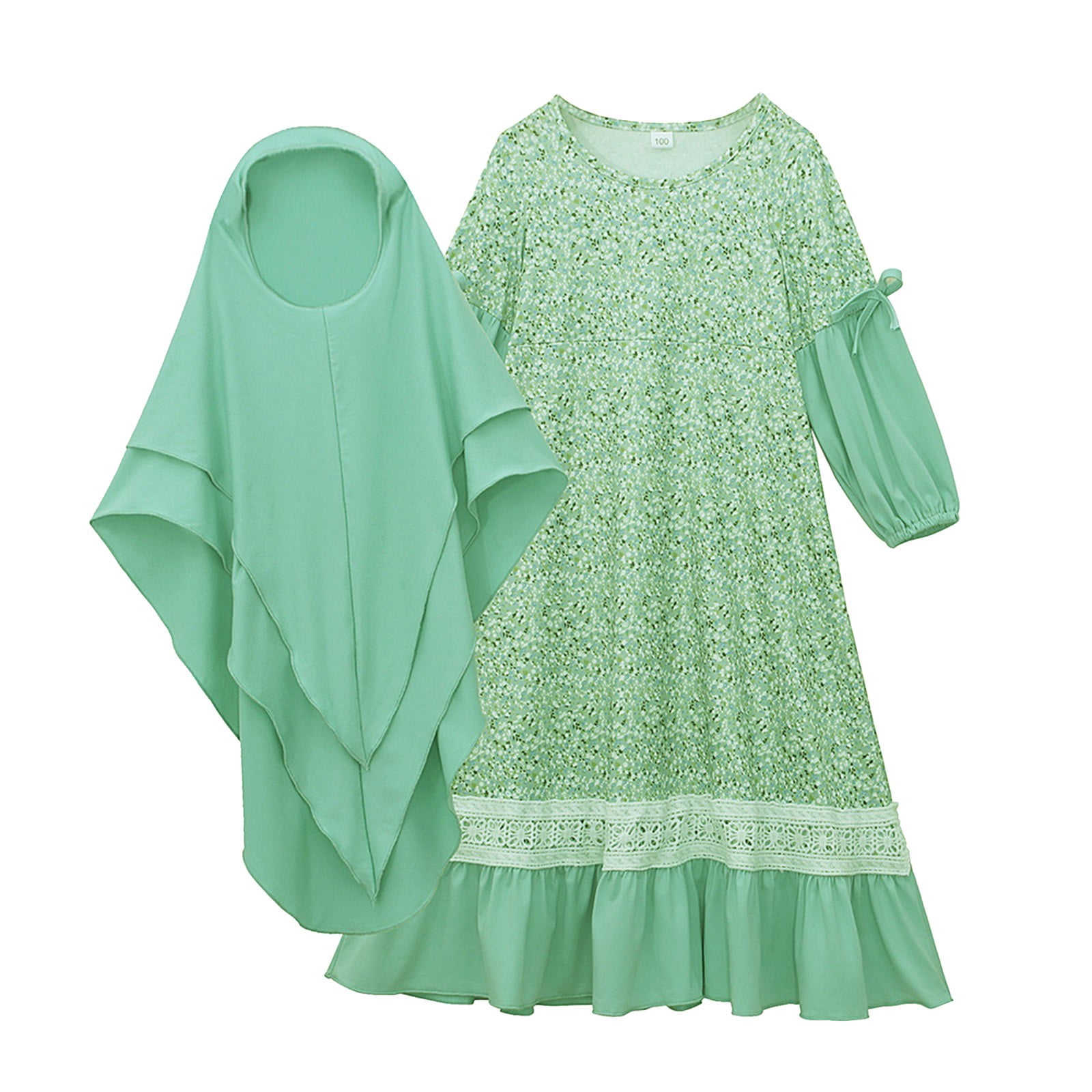 Otqutp Girls Prayer Dress for Muslim Kids Full Length 𝗜slamic Clothing ...