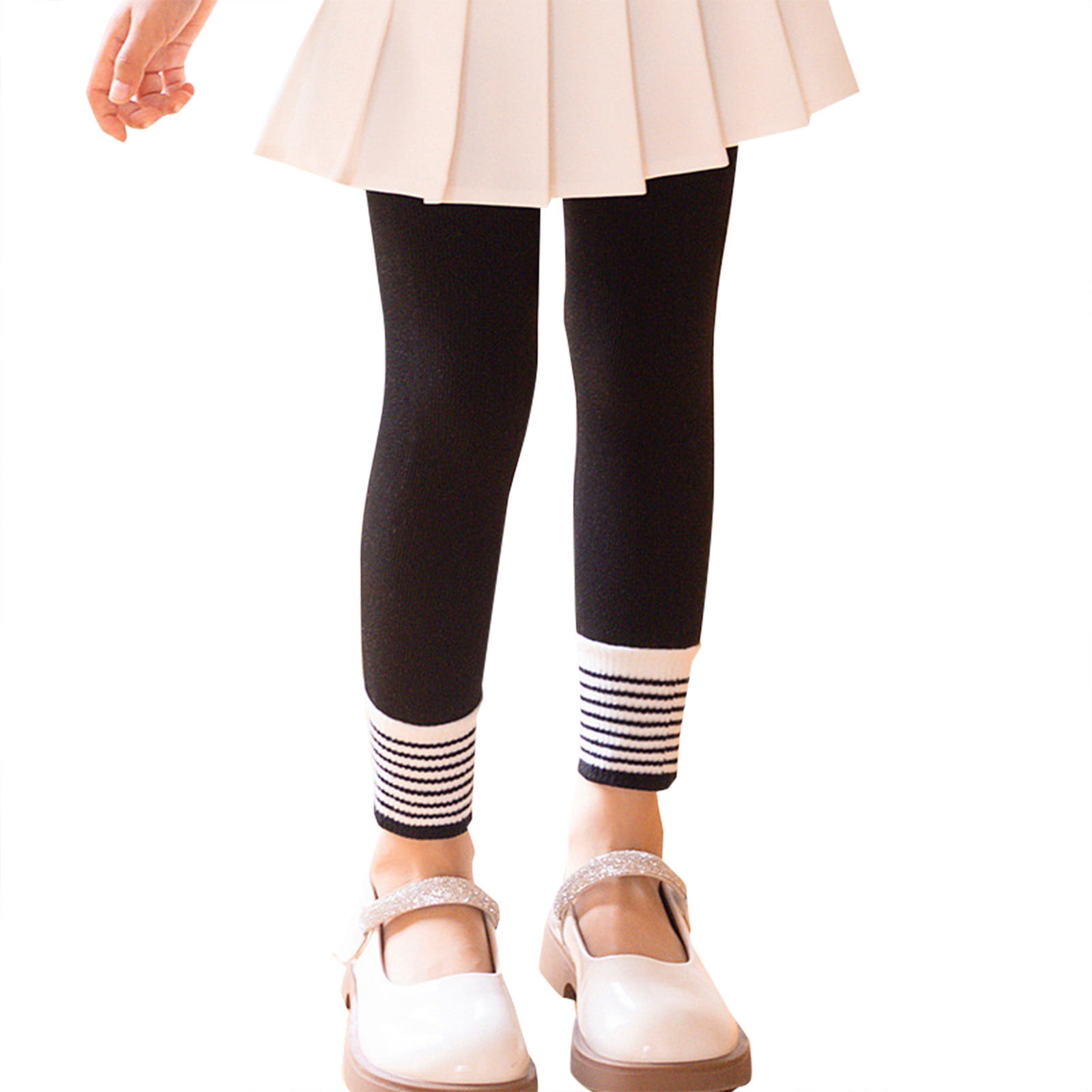 Otqutp Girls School Thermal Leggings Ribbed Knit Stretchy Opaque Tights ...