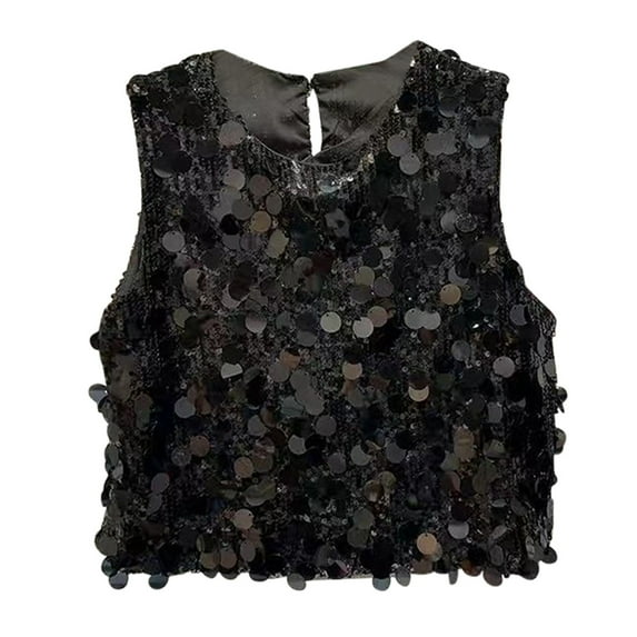 Otqutp Girls Sequin Sleeveless Top Sparkly Vest Blouse for Parties Back ...