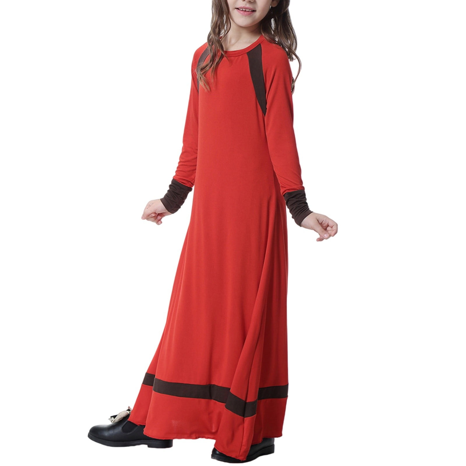 Otqutp Kids Girls Muslim 𝗜slamic Dress Long Sleeves Soft Full Length ...