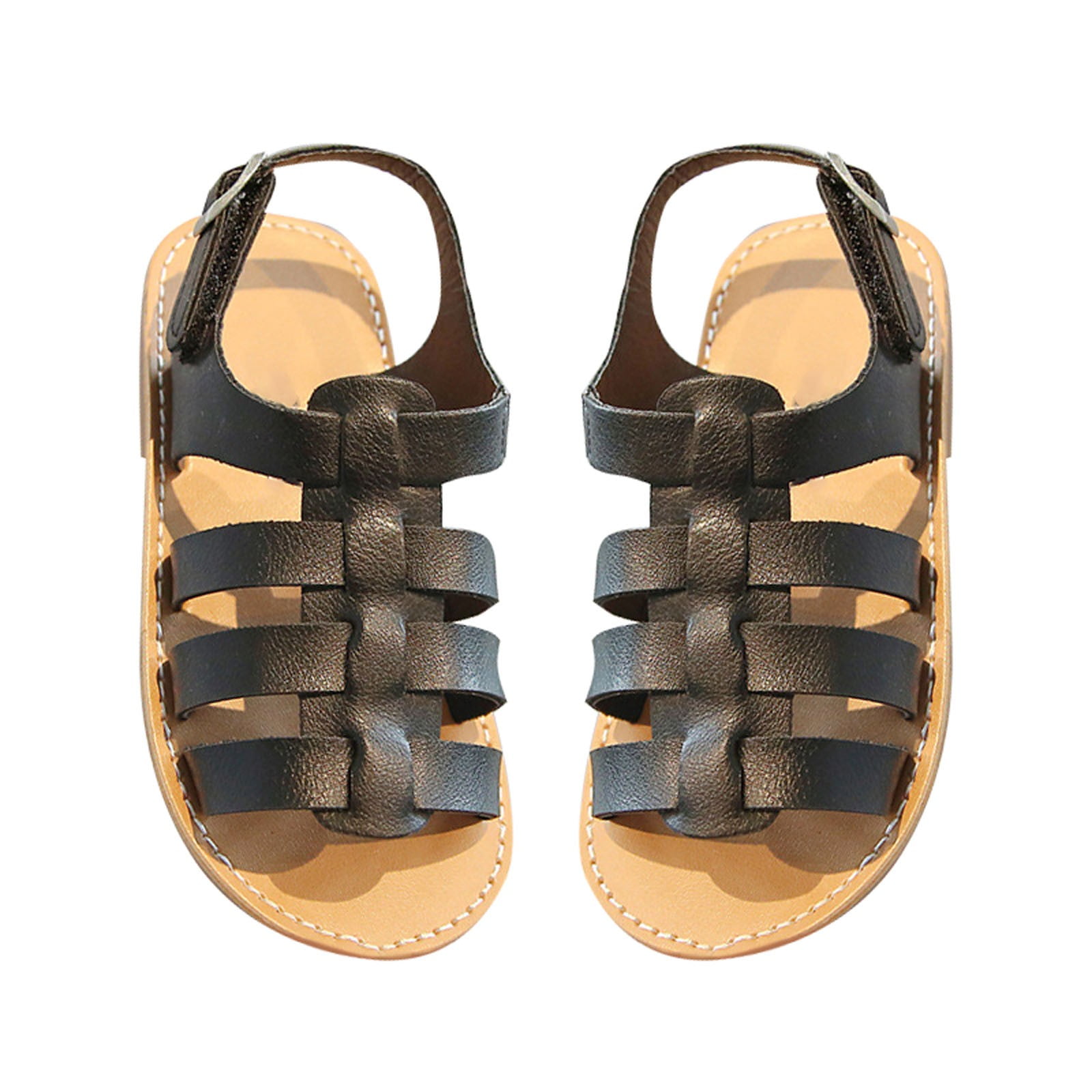 Otqutp Kids Girls Soft Sole Sandals Strappy Sandal Open Toe Summer PU Leather Sandal Slip On ...