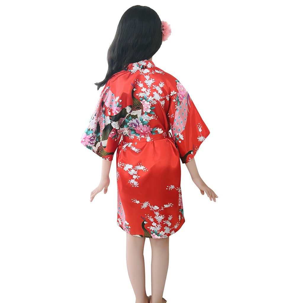 Otqutp Kids Girls Solid Silk Satin Underwear Flower Girl 𝗕𝗮𝘁𝗵𝗿𝗼𝗯𝗲s for 1-9 Years Spa Birthday ...