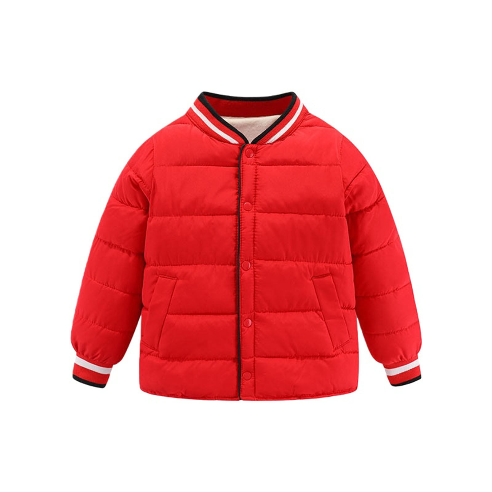 Otqutp Kids Snap Buttons Puffer Jackets Fleece Lined Quilted Warm Coats ...