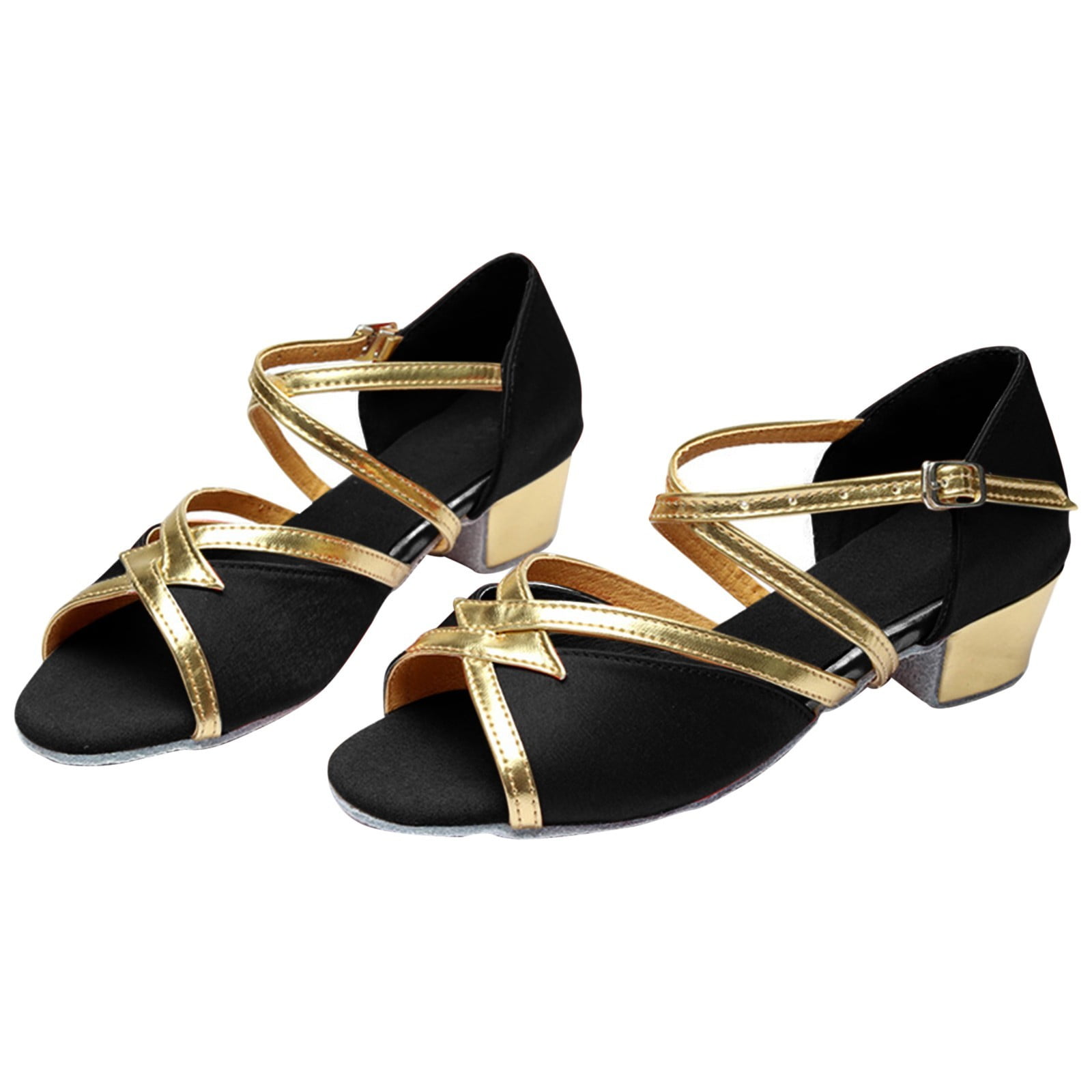 Otqutp Little Girls Peep-Toe Latin Dance Shoes Chunky Dress Pumps ...