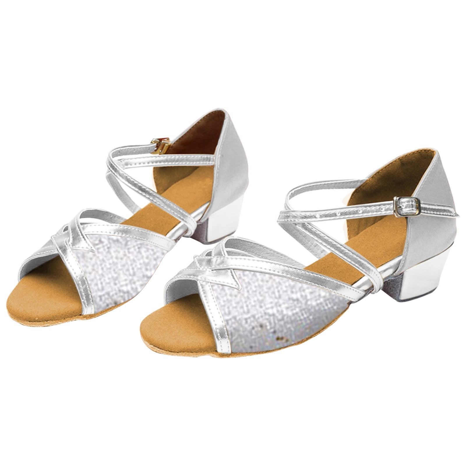 Otqutp Little Girls Peep-Toe Latin Dance Shoes Chunky Dress Pumps Strappy Sandals for Teen Girls ...