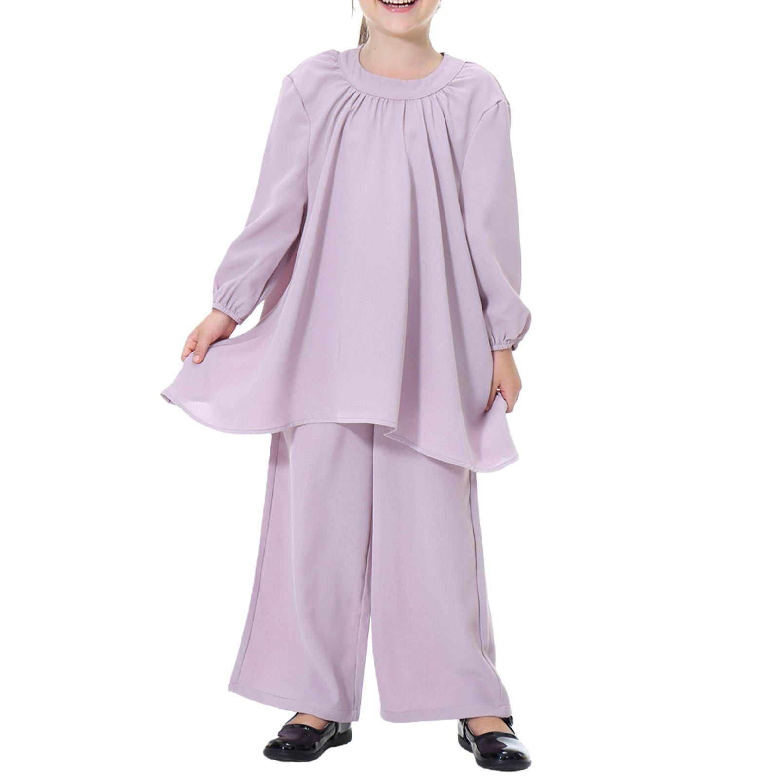 Otqutp Muslim Arabic Girls Prayer Outfit Long Sleeve Lightweight Loose ...