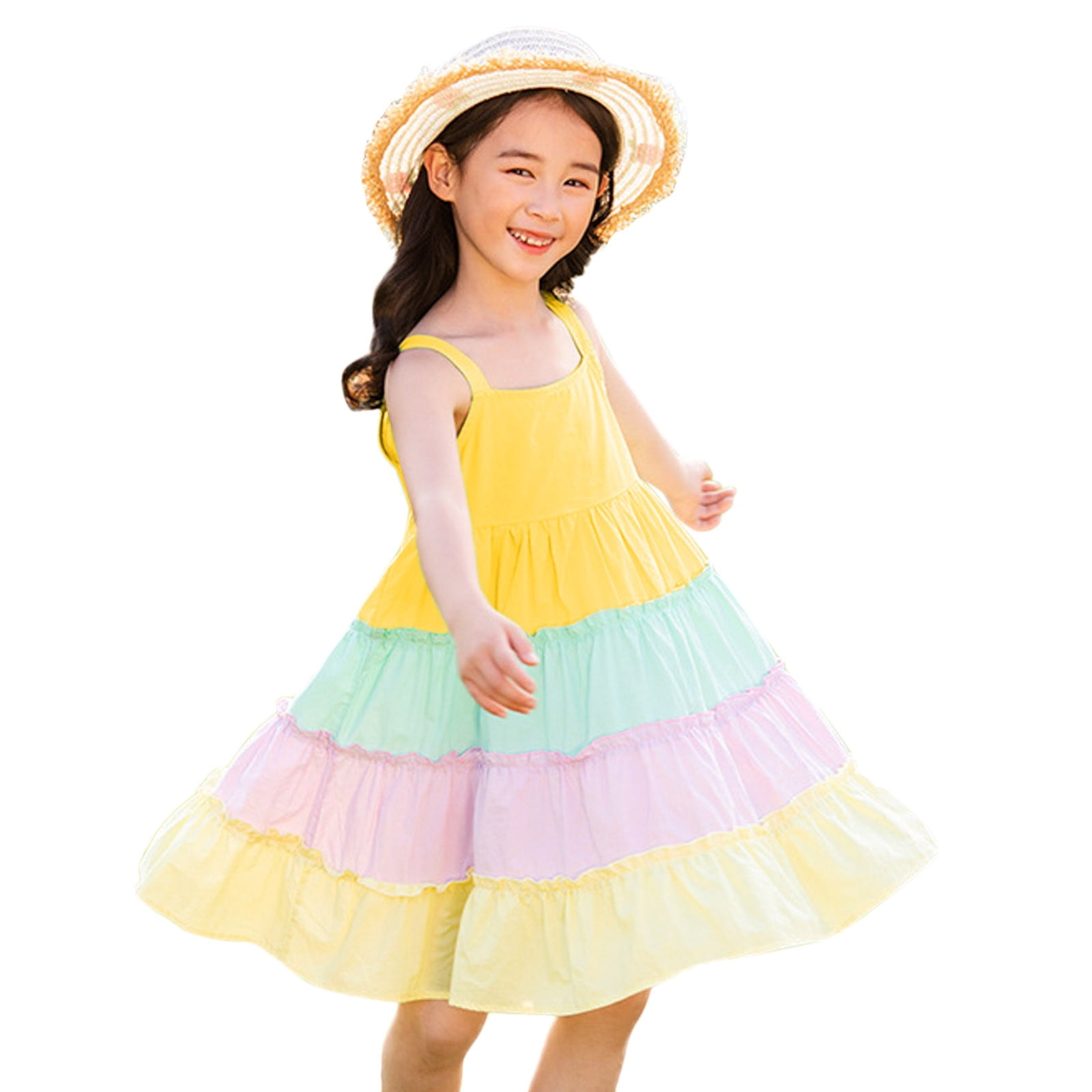 Otqutp Outfits Set for Toddler Girls Summer Rainbow Hem Frilly Princess ...
