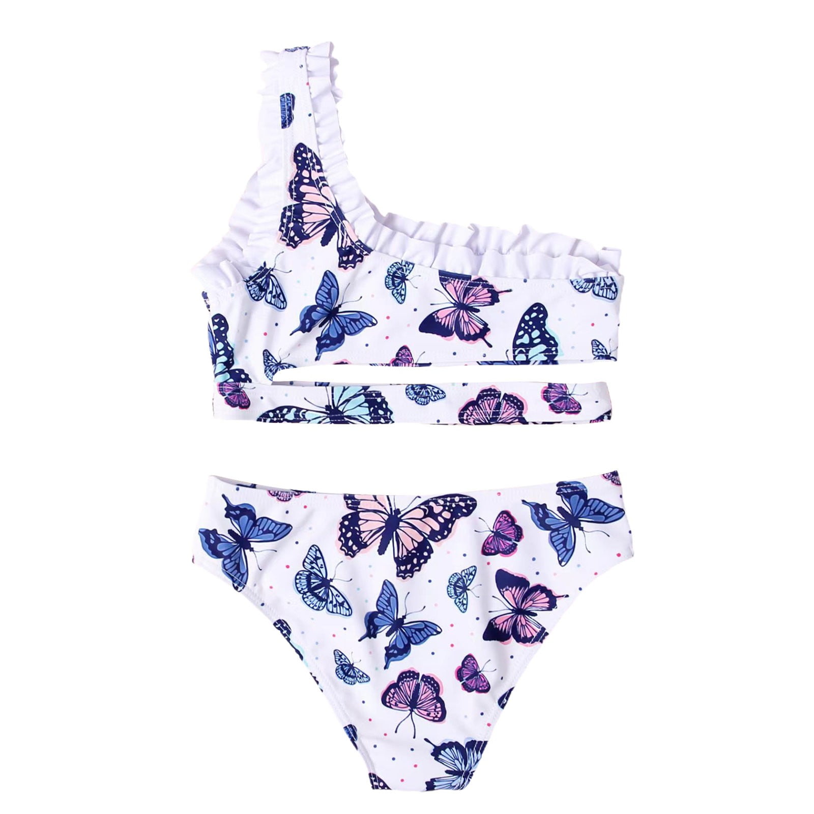 Otqutp Quick Drying Outfits for Kids One Shoulder Ruffle Wide Strap ...