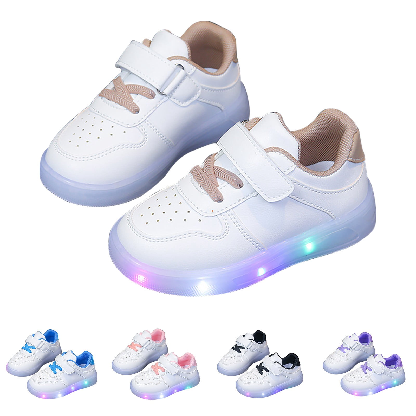 Otqutp Sneakers for Kids Boys Girls Non-Slip Lace Up Adjustable Strap ...
