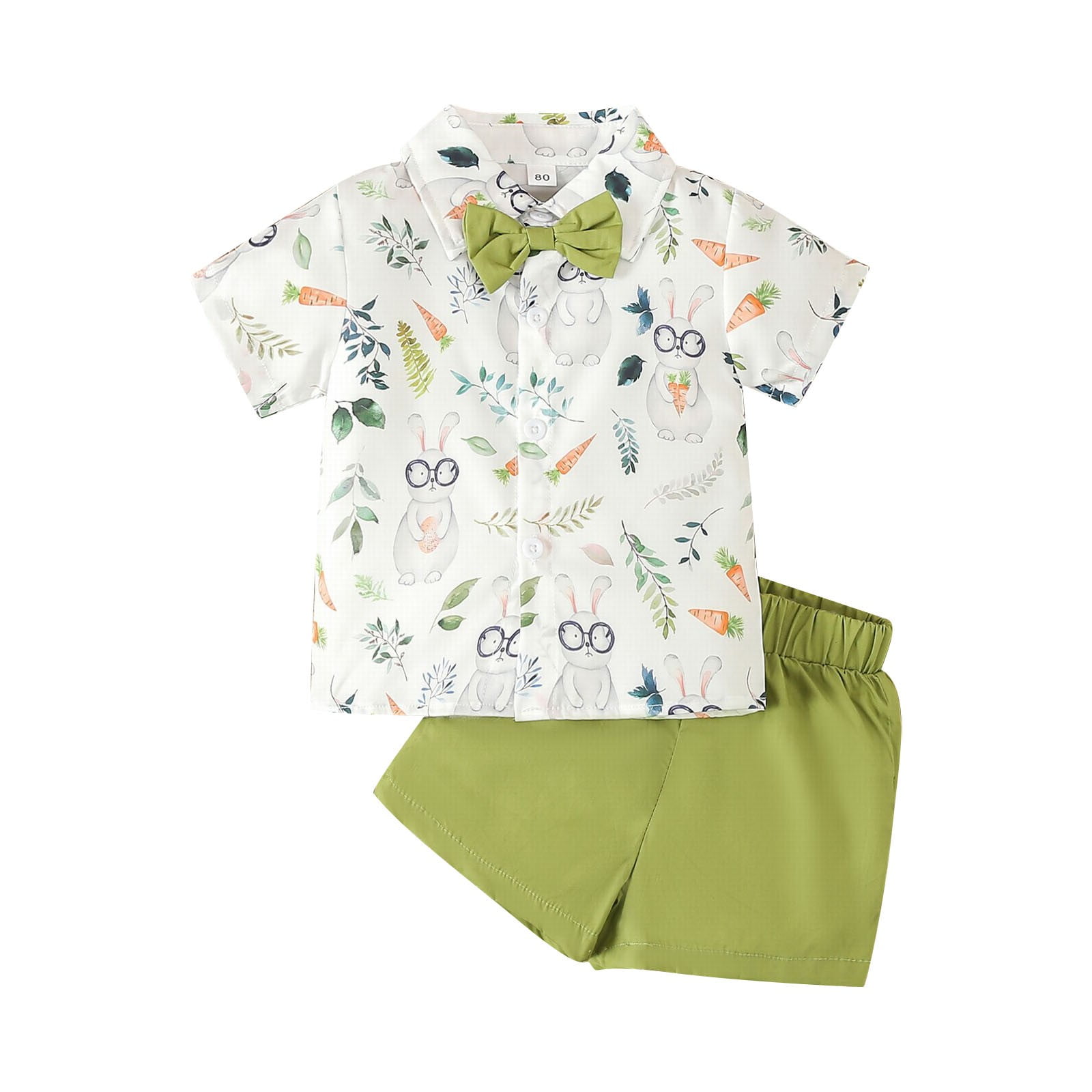 Otqutp Spring Baby Clothes Set Toddler Boys Lapel Short Sleeve Bunny ...