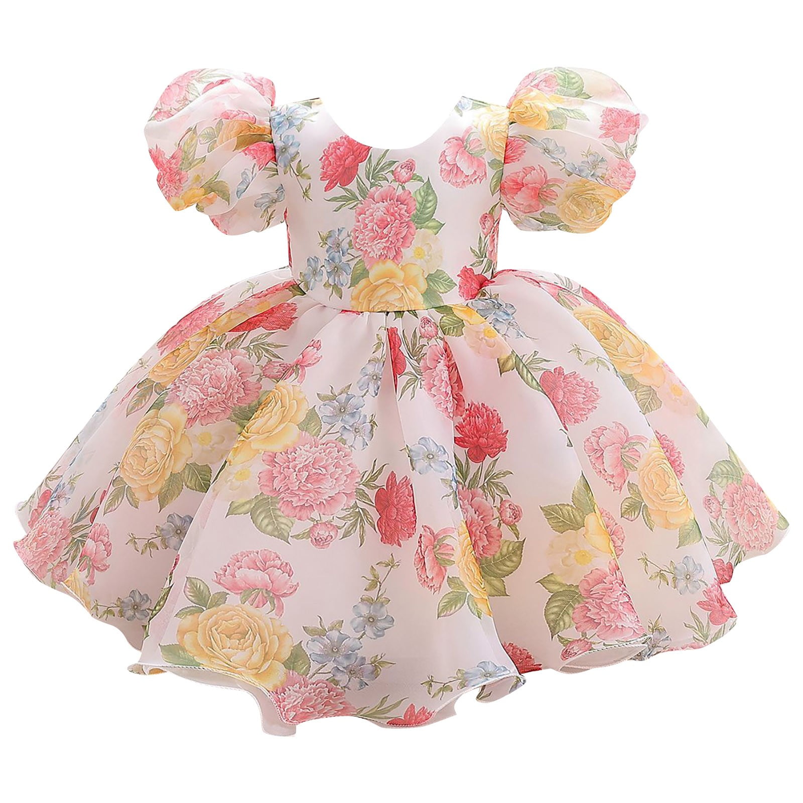 Otqutp Toddler Girls Birthday Dress Baby Girl Floral Print Dress Short ...