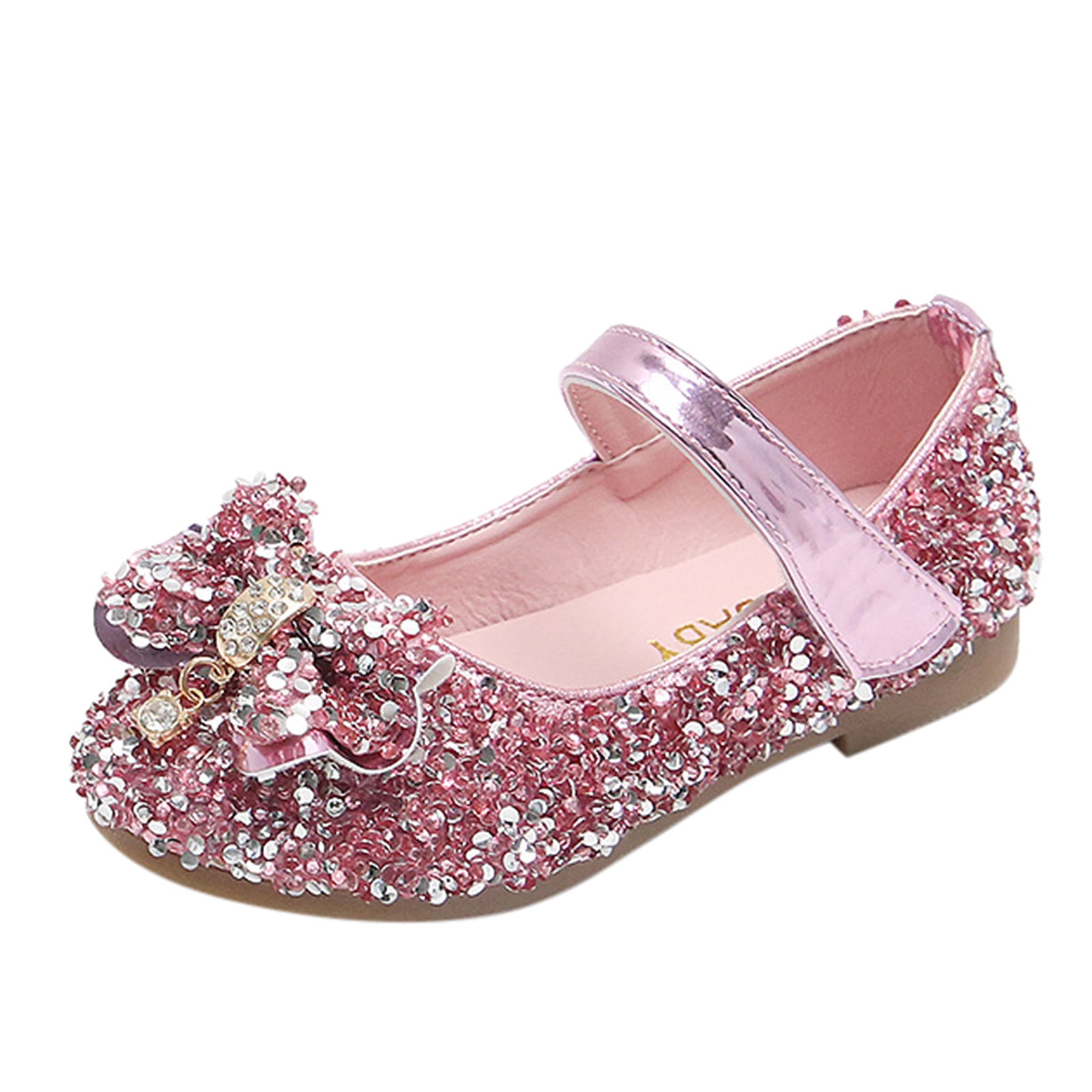 Otqutp Toddler Girls Closed Toe Ankle Sequins Bow Sneakers with Strap ...