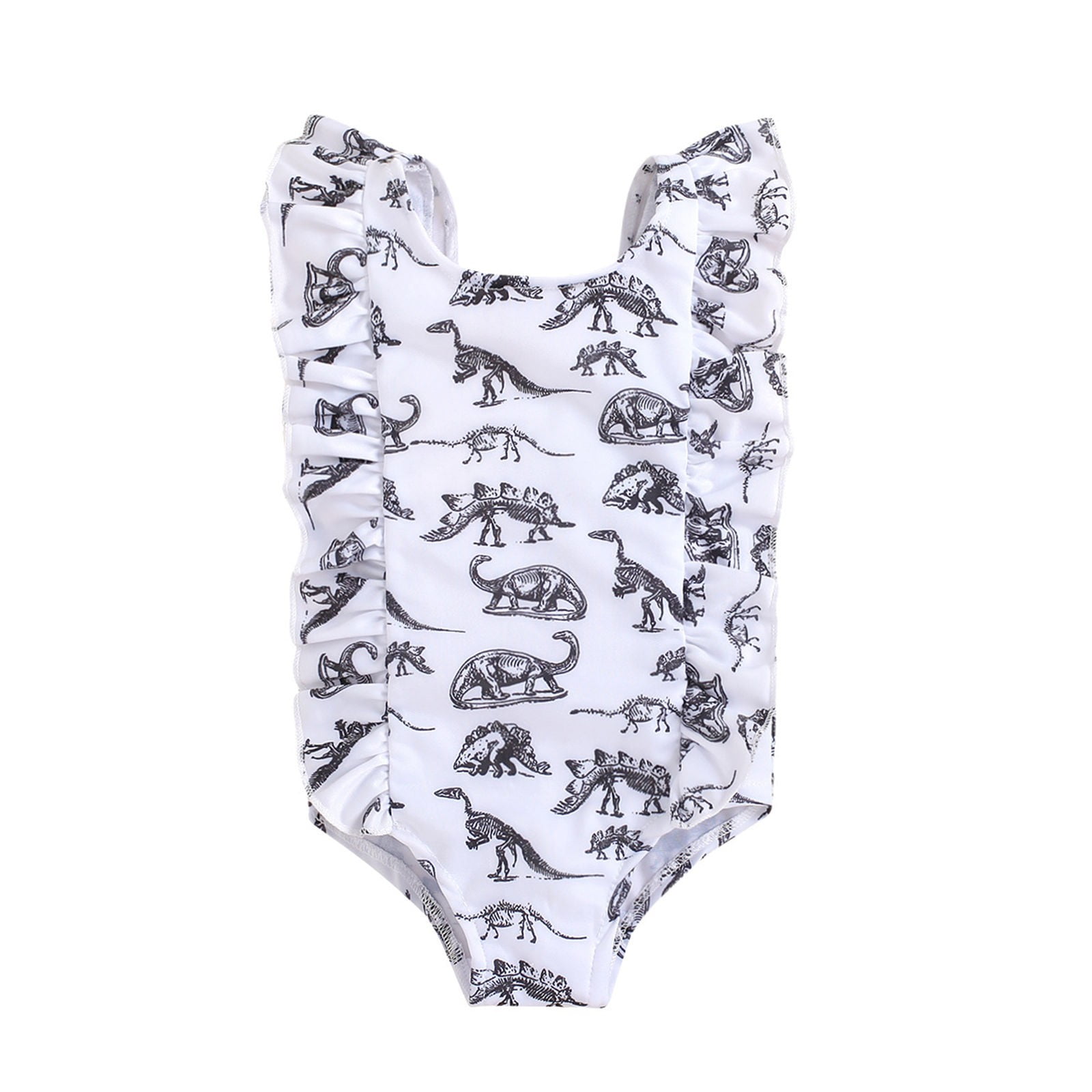 Otqutp Toddler Girls Cute Dinosaur Swimsuit One Piece Ruffle Swimming ...