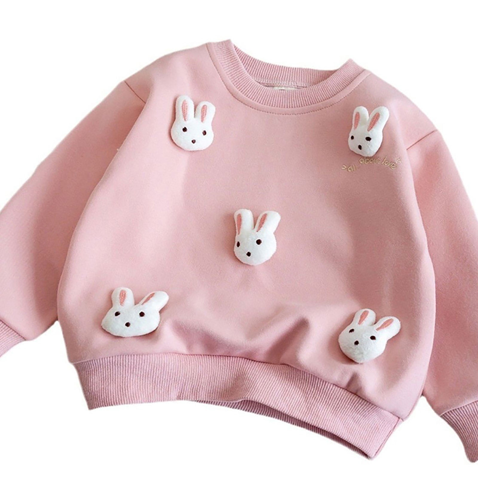 Otqutp Toddler Girls Fleece Lined Sweatshirt Cute Bunny Long Sleeve ...