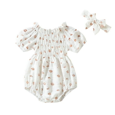 Kiapeise Baby Sister Matching Clothes Short Sleeve Floral Bubble Rompers Bodysuit Dresses Summer ...