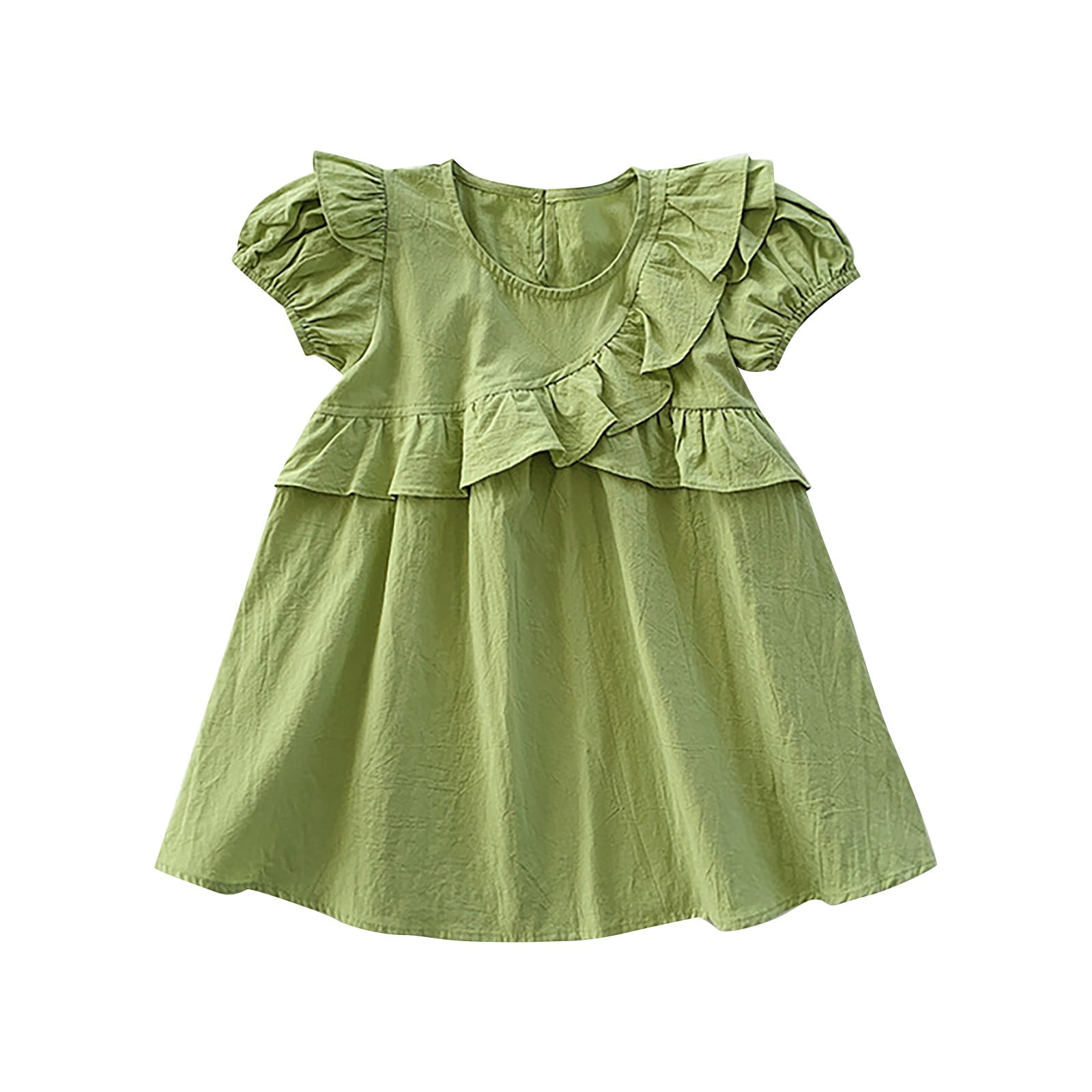 Otqutp Toddler Sundress Girl's Solid Color Chest Irregular Peplum Dress ...