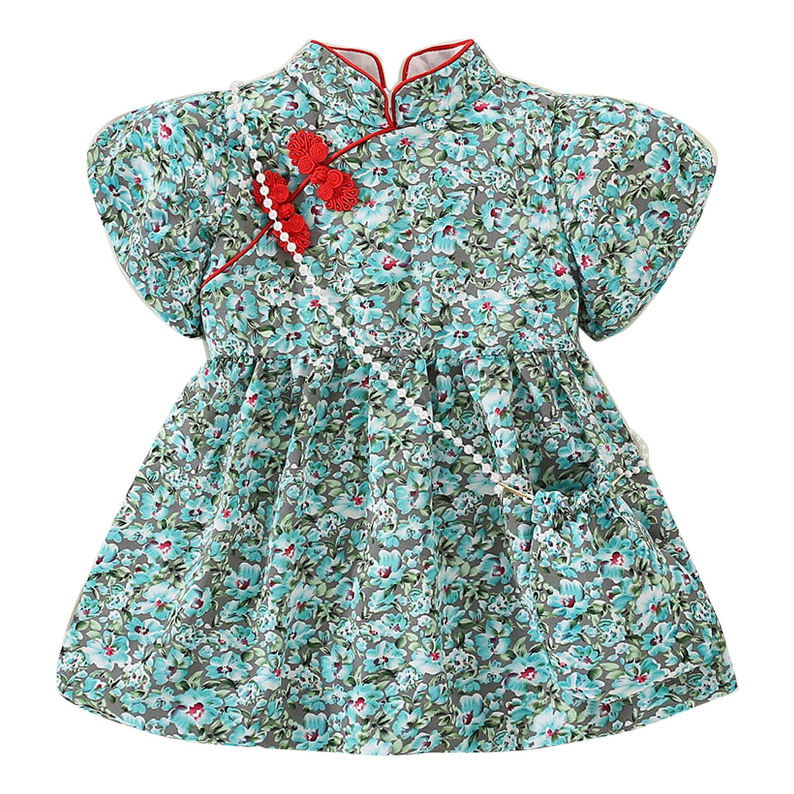 Otqutp Toddler Swing Dress Toddler Girls Short Sleeve Floral Prints Princess Dress Dance Party ...