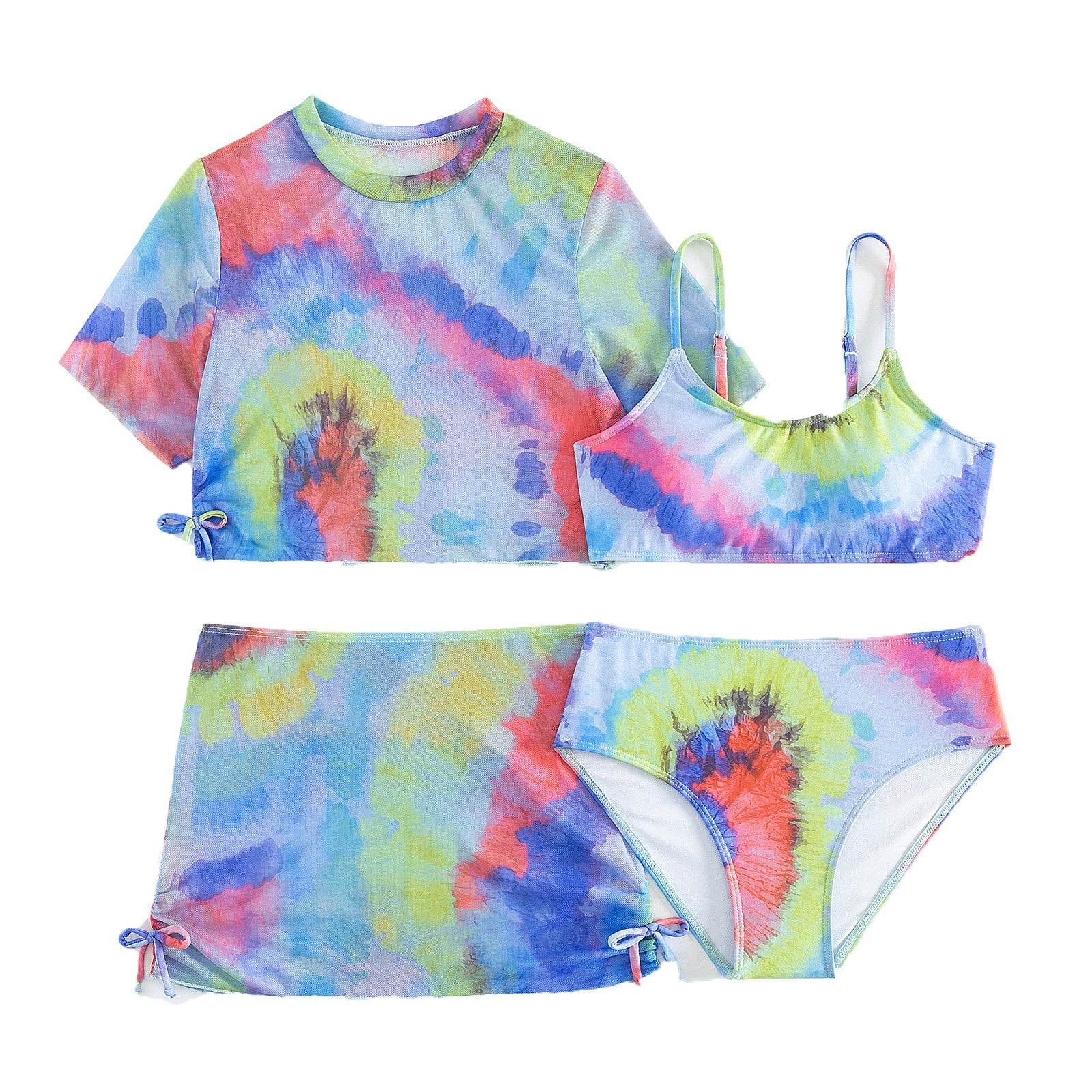 Otqutp Tween Girls Tie Dye Swimming 4 Piece Rash Guard Kids Short ...