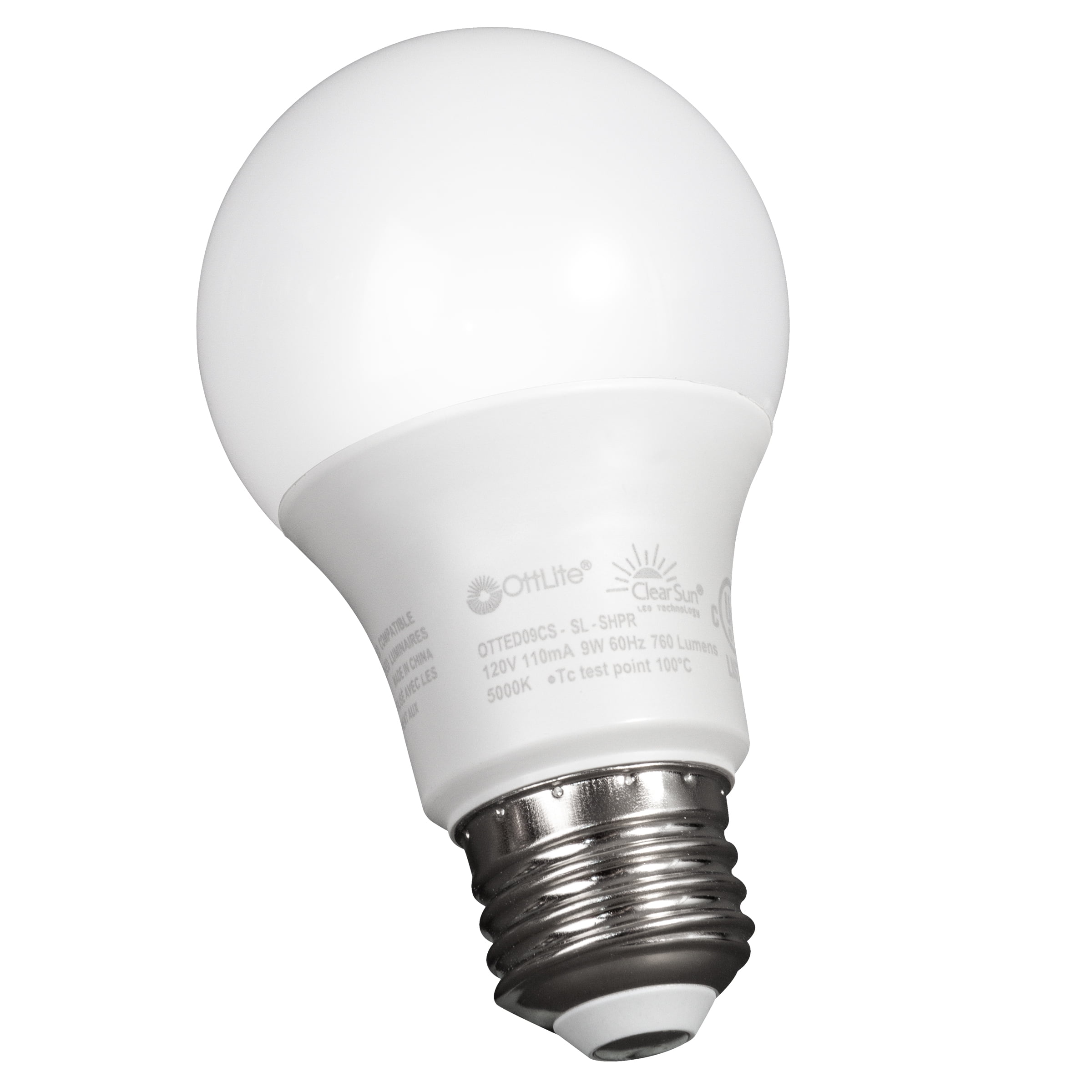 OttLite ClearSun 9W Edison-Base LED Bulb, 60W Equivalent, Full Spectrum ...