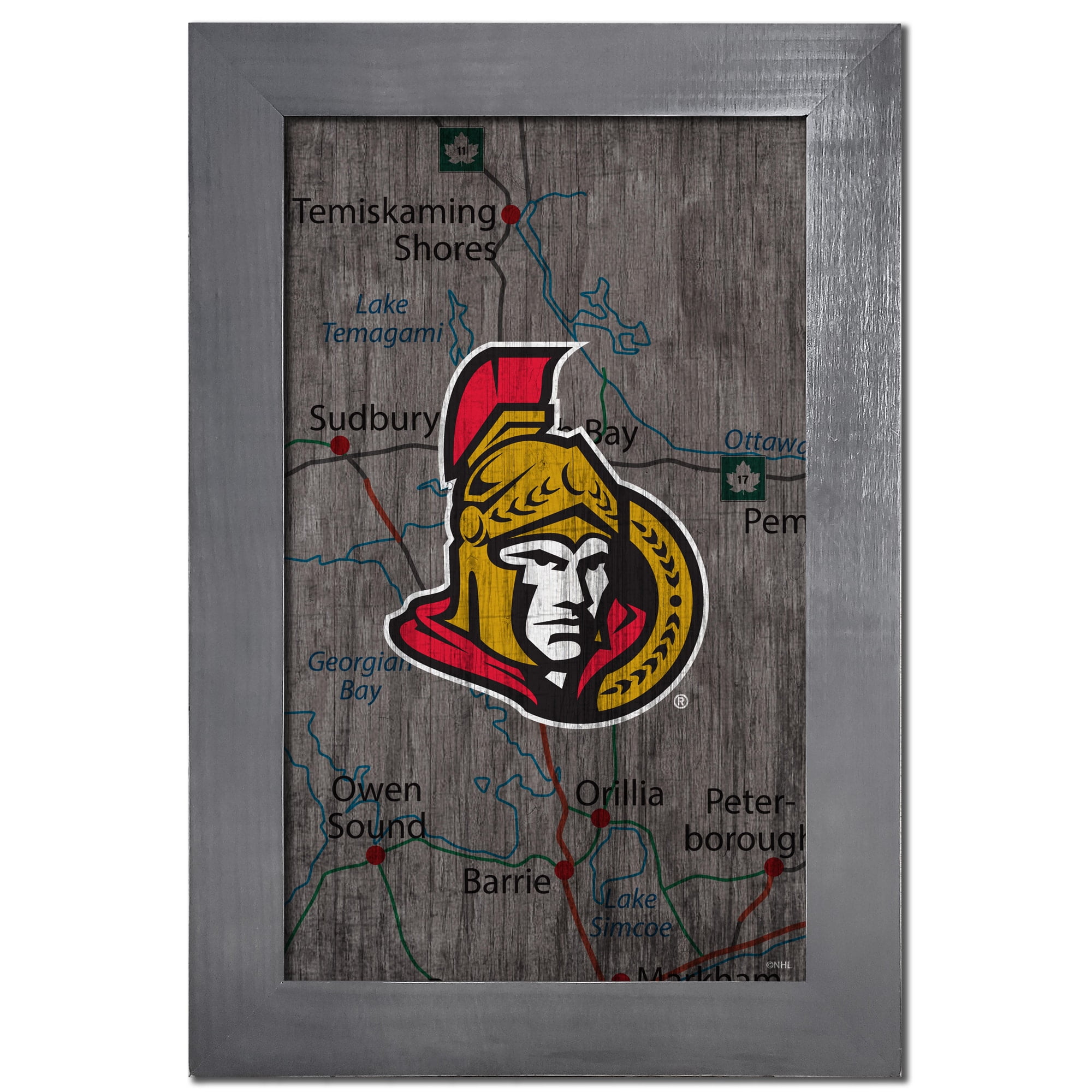 Ottawa Senators 11'' x 19'' Framed Team City Map Sign - Walmart.com