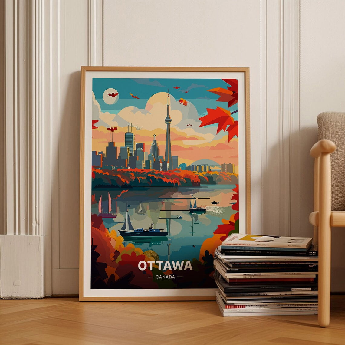 Ottawa Travel Poster, Canada Wall Art, Traditional Style, Home Decor ...