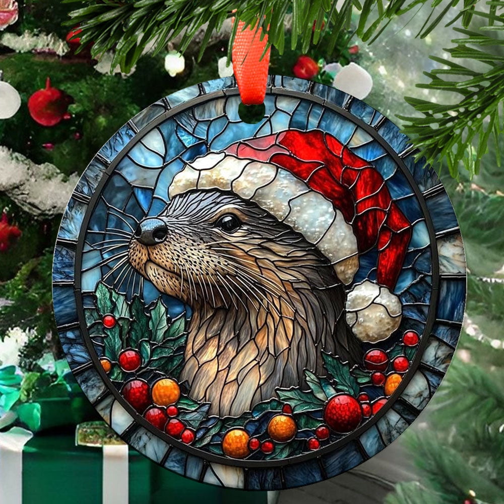 Otter 12 Ceramic/Acrylic Christmas Ornament, Sweet Love Celebration ...