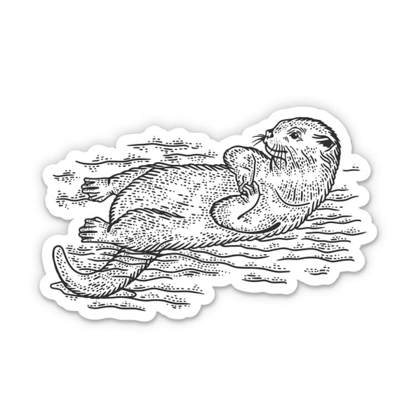 Otter - 3" Vinyl Sticker - For Car Laptop Water Bottle Phone ...