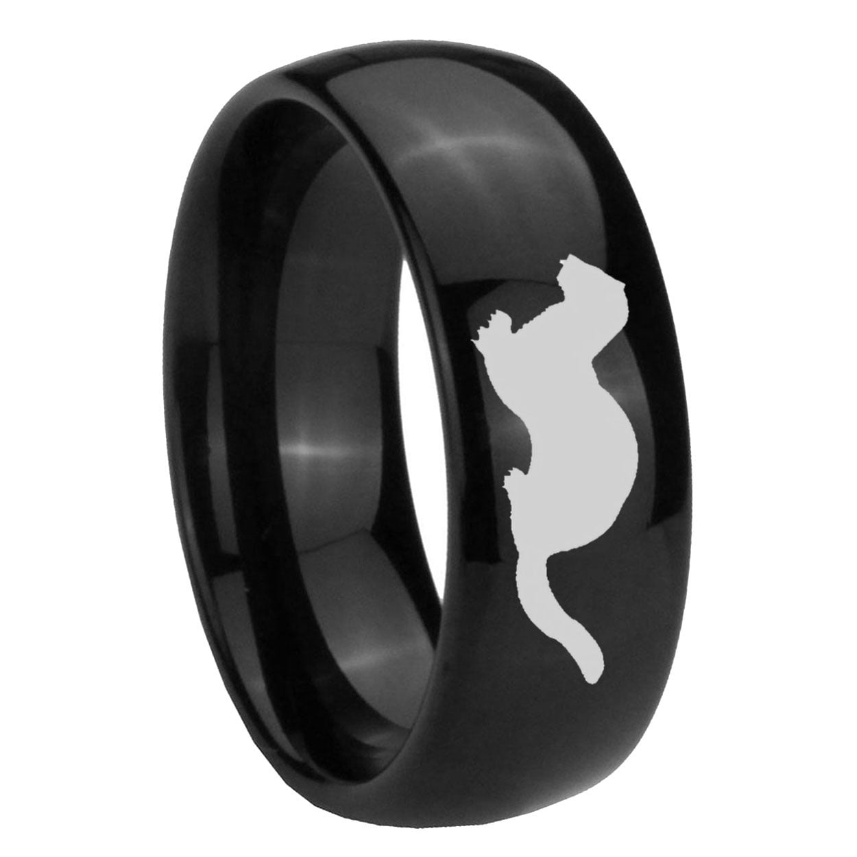 Otter 8MM Black High Polish Dome Tungsten Men Ring - Walmart.com