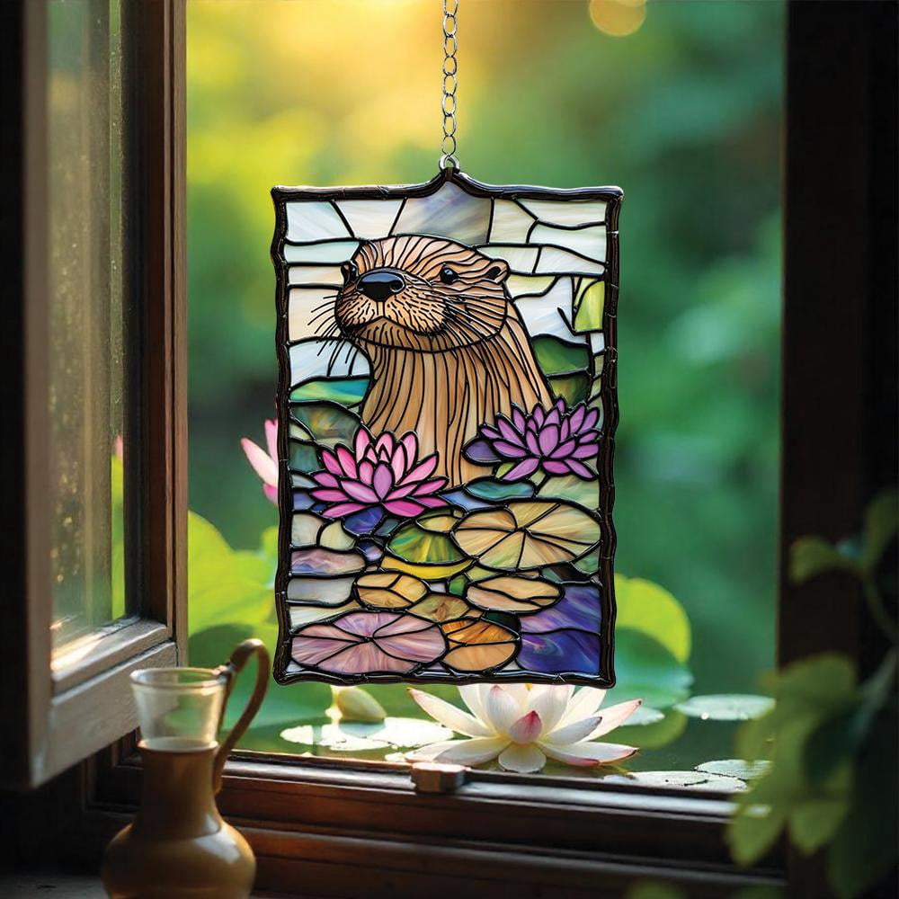 Otter Acrylic Suncatcher fullxfull River Wildlife Window Decor, Lotus ...