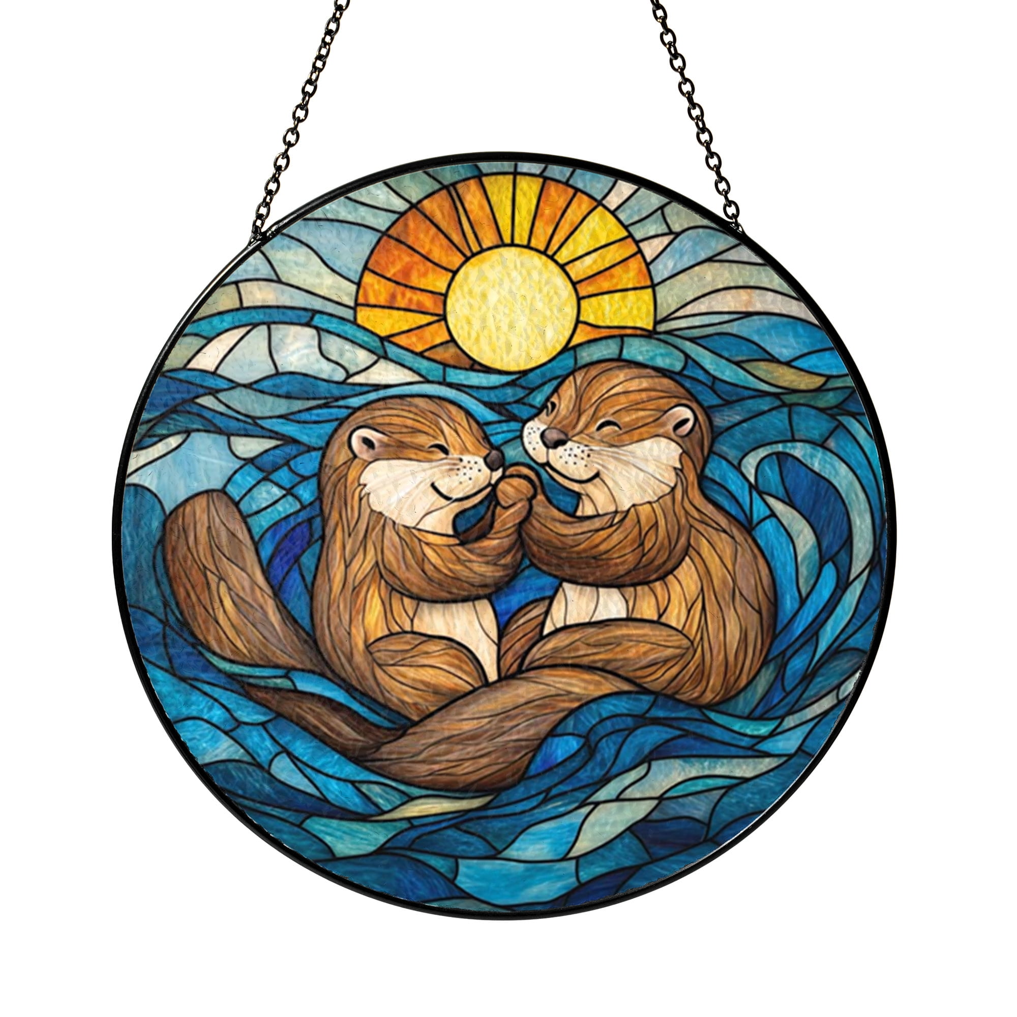 Otter Animal Stained Glass Suncatcher – Nature Style Window Hanging ...