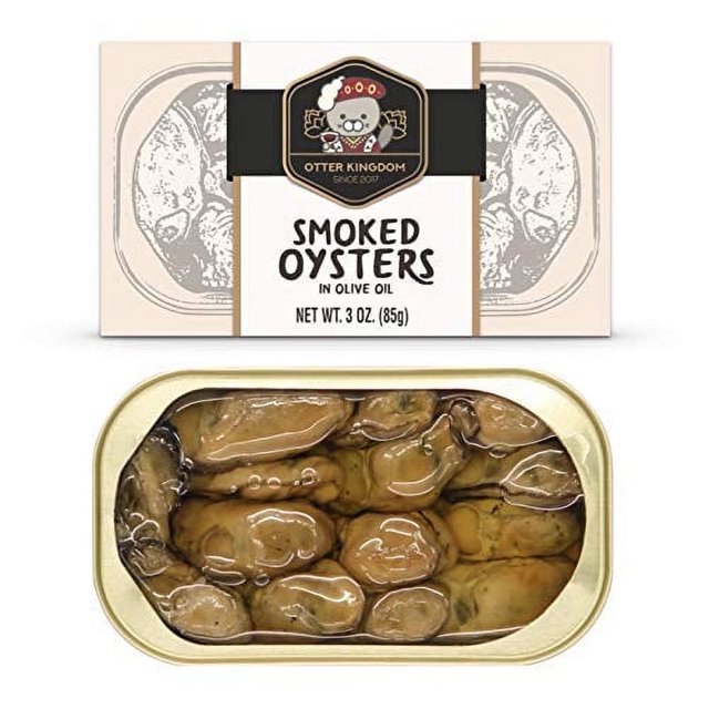 (Pack of 12)Otter Kingdom Premium Smoked Oysters in Pure Olive Oil, 3 ...