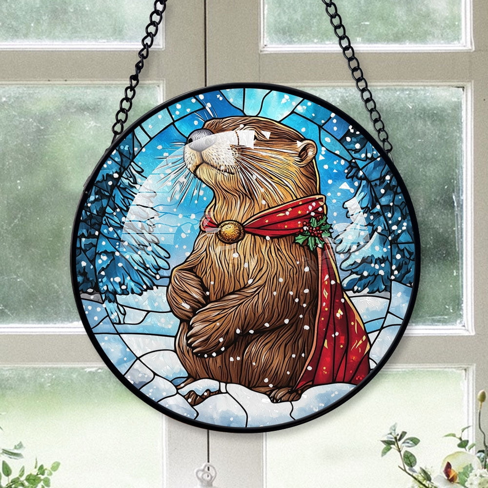 Otter Ornament Christmas 2025, OtterStained Glass Window Art – Light ...