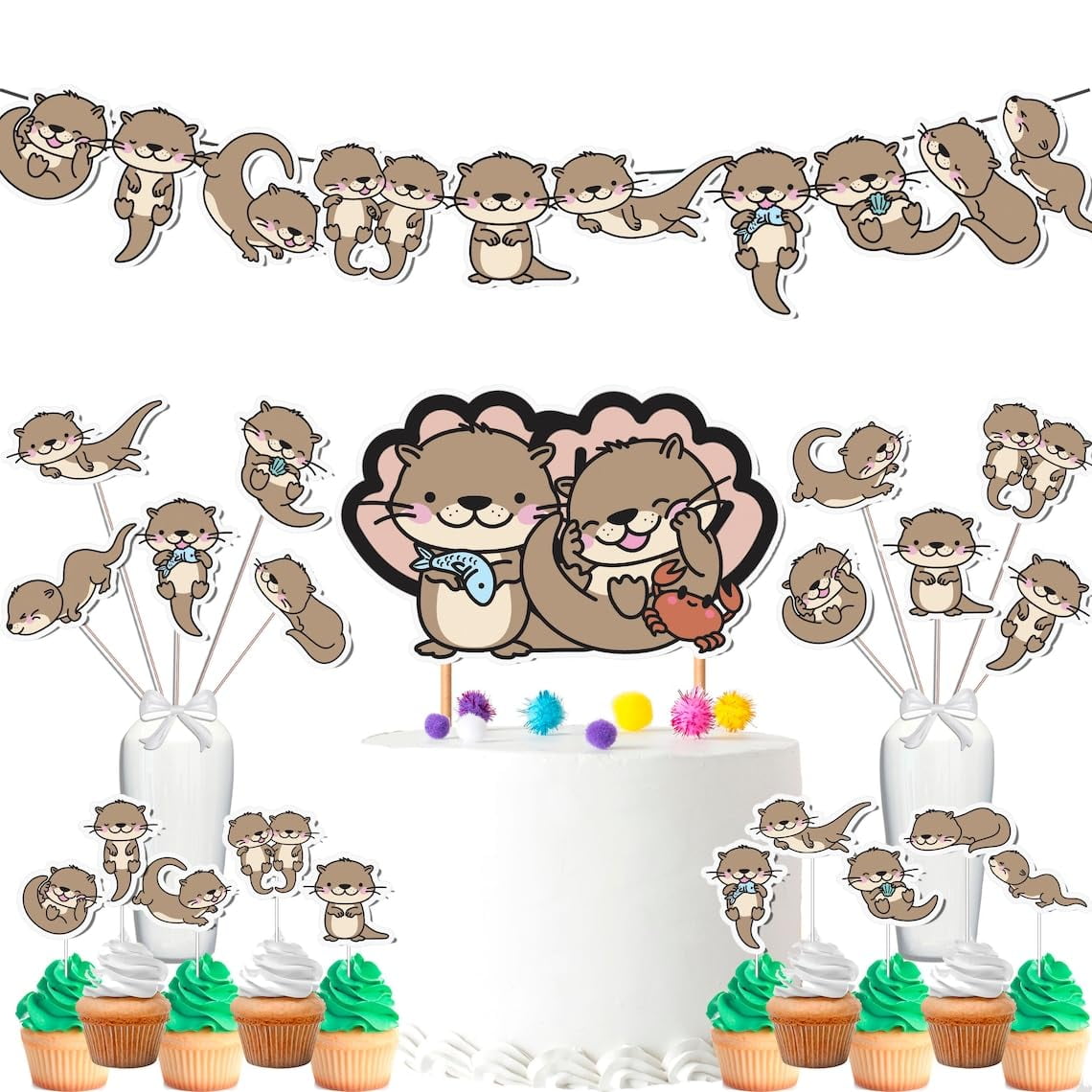 Otter Party Decor Set - Adorable River Fun Kit for Birthdays & Baby ...