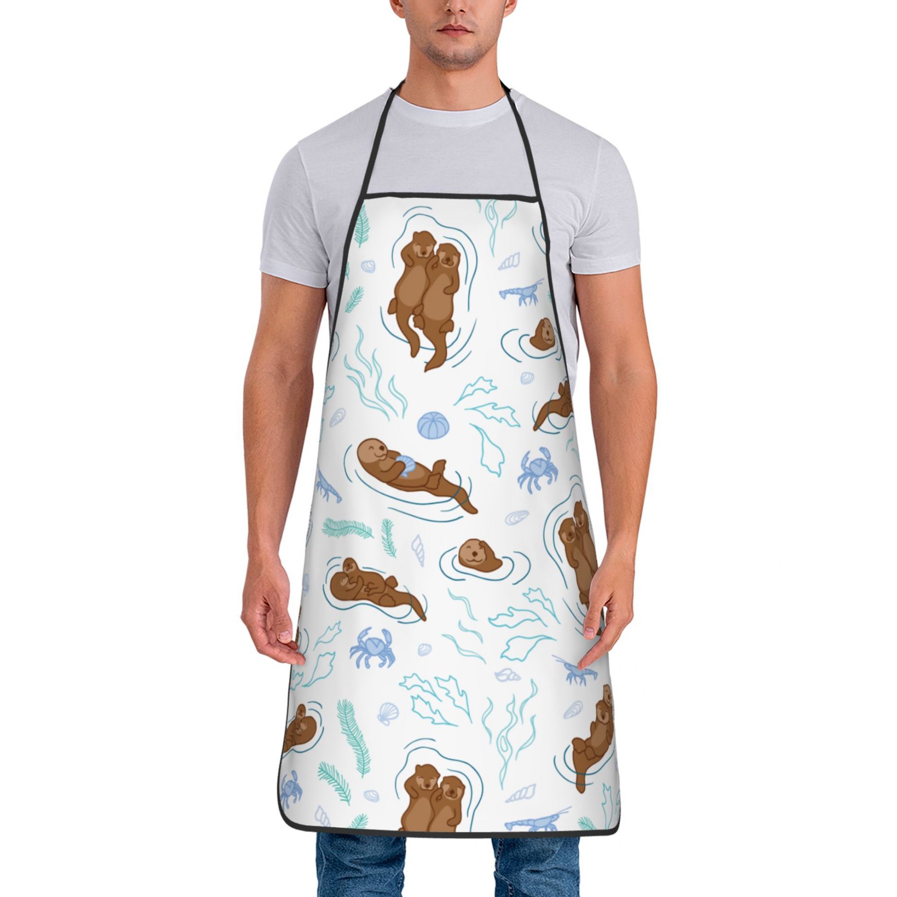 Otter Repeats The Sea Aprons for Women Men Waterproof Apron Kitchen ...