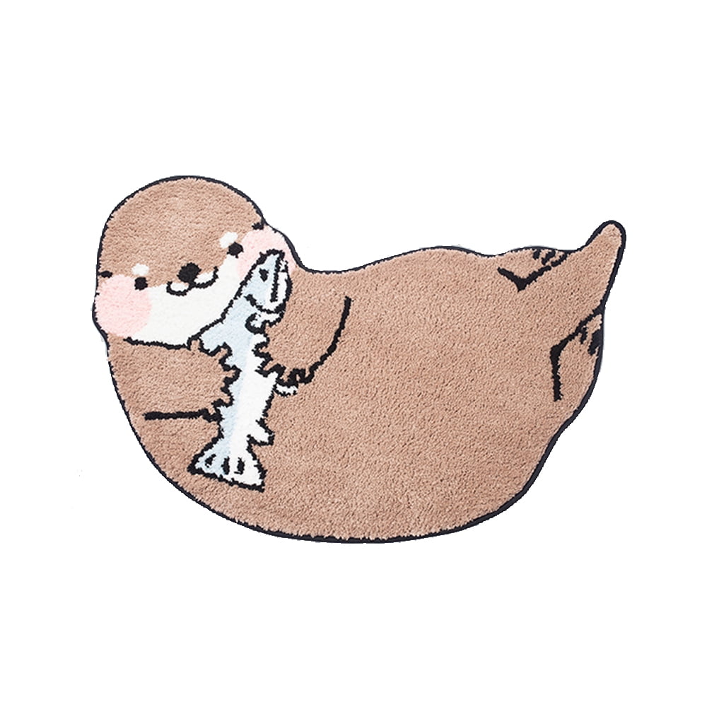 Otter Shaped Rug Animals Bath Mat Area Rug Non-Slip Bathroom Door Mat ...