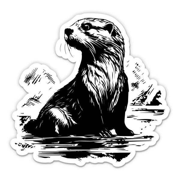 Otter Sticker Phone Decal Water Bottle Stickers Car Decals, Laptop ...