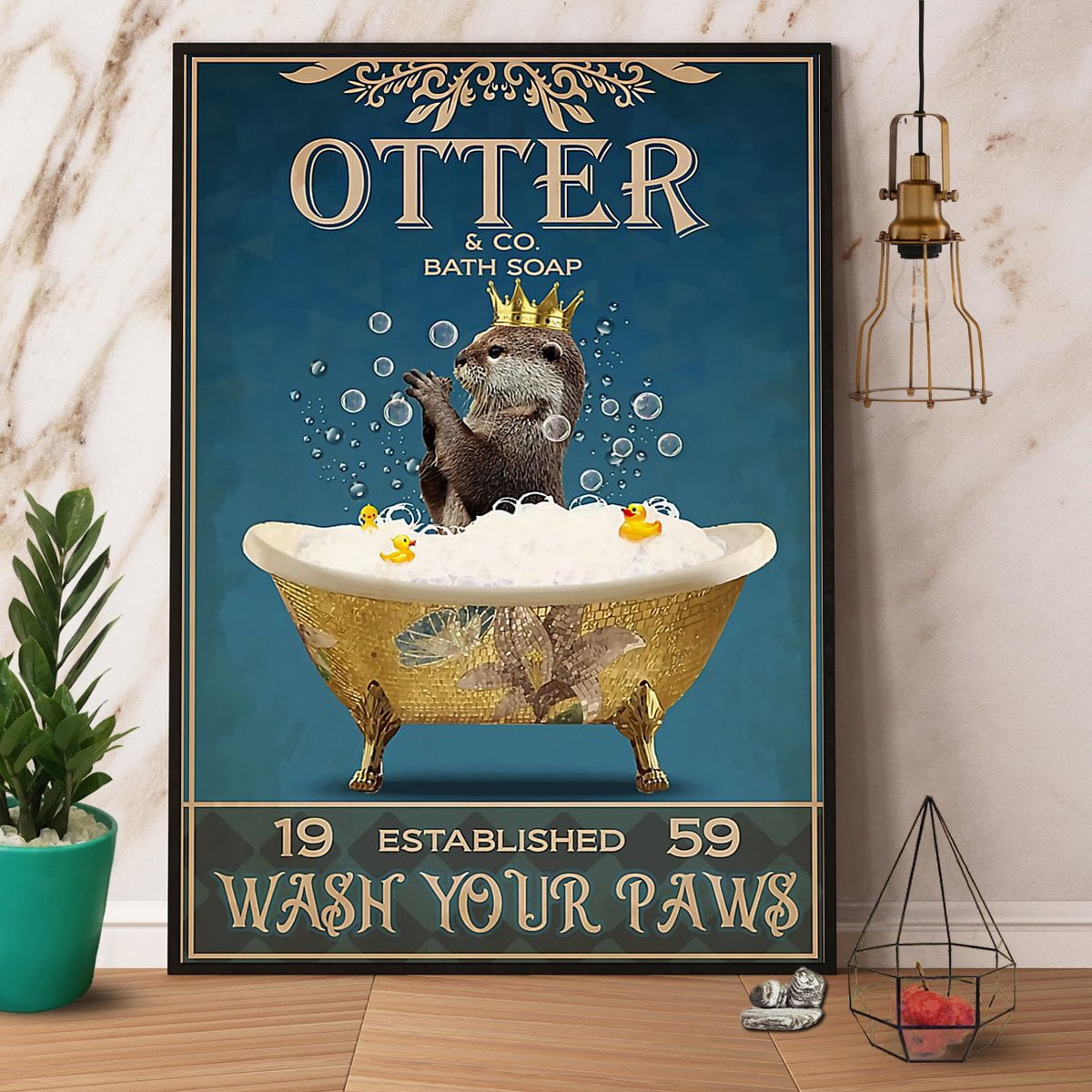Otter Wash Your Paws Bathing Crown Paper Poster No Frame Matte Wall Art ...