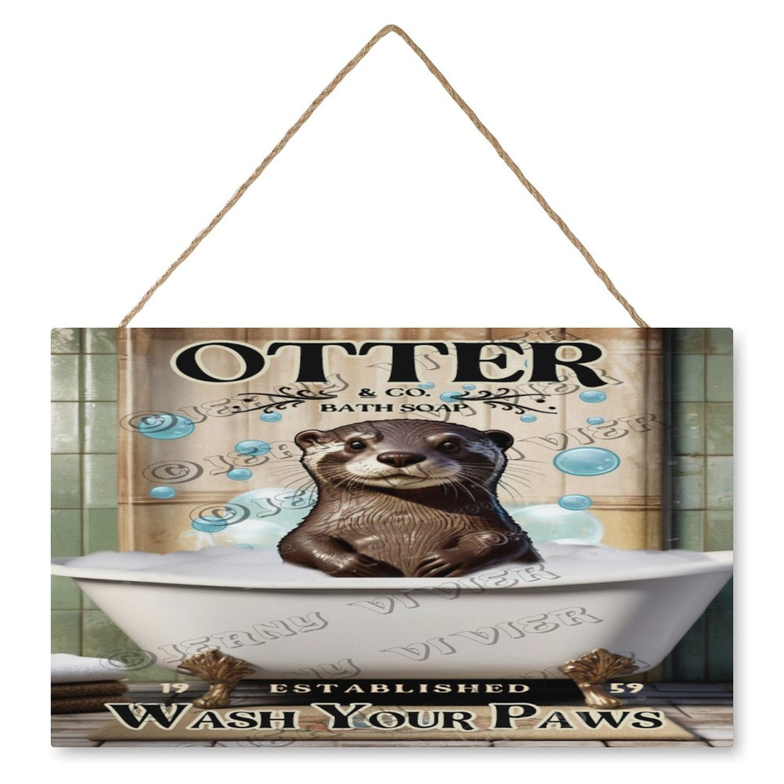 Otter Wash Your Paws Welcome Decor Sign, Hanging Wood Sign Home ...