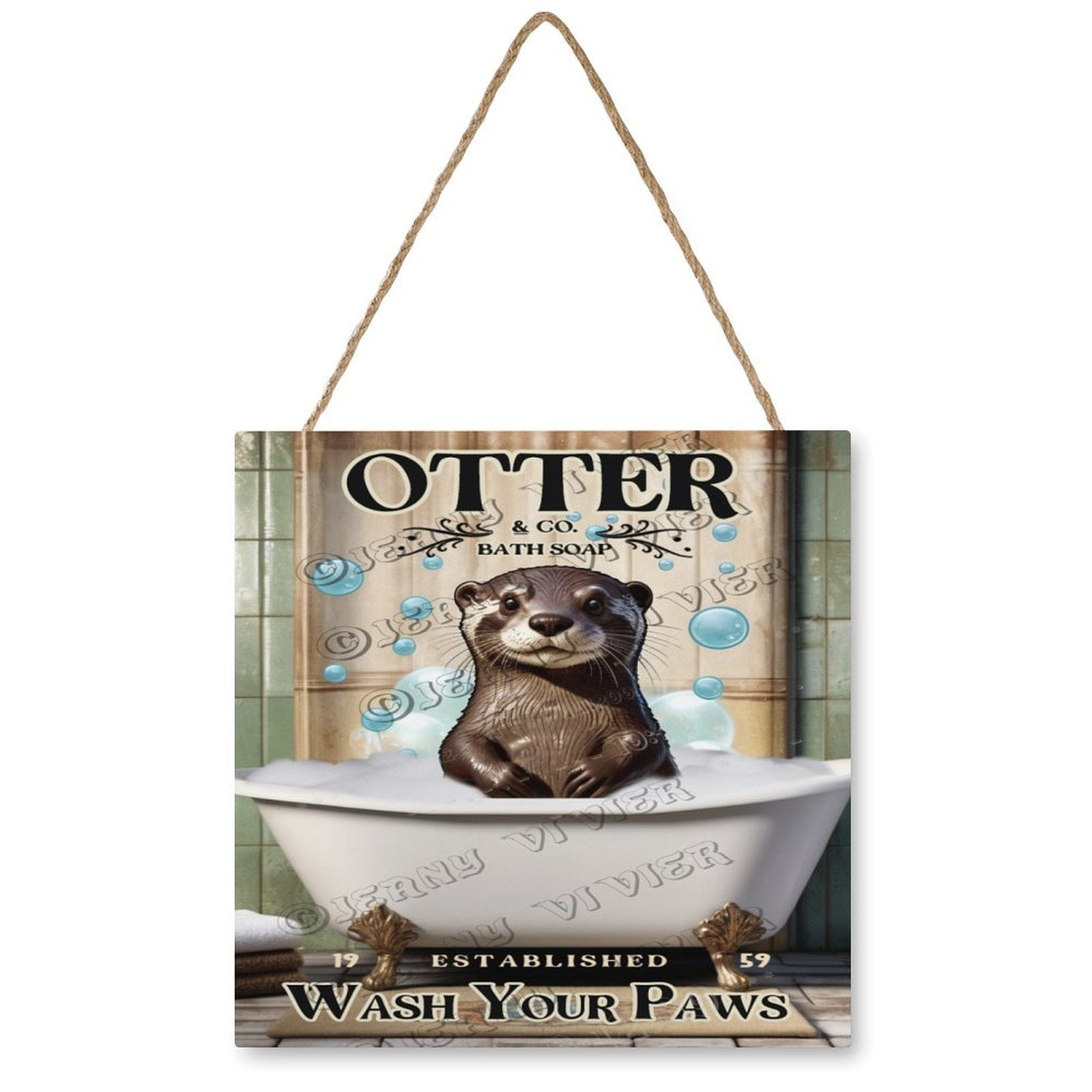 Otter Wash Your Paws Welcome Decor Sign, Hanging Wood Sign Home ...