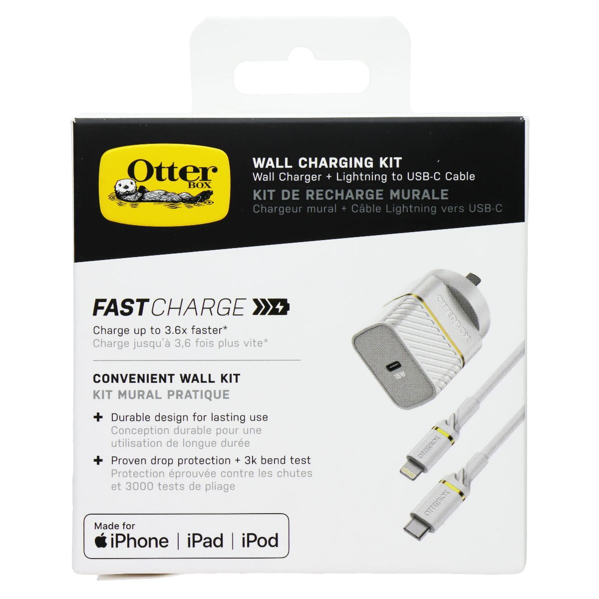 OtterBox 18W Wall Charger + Lightning 8-pin to USB-C Cable - White (AU ...
