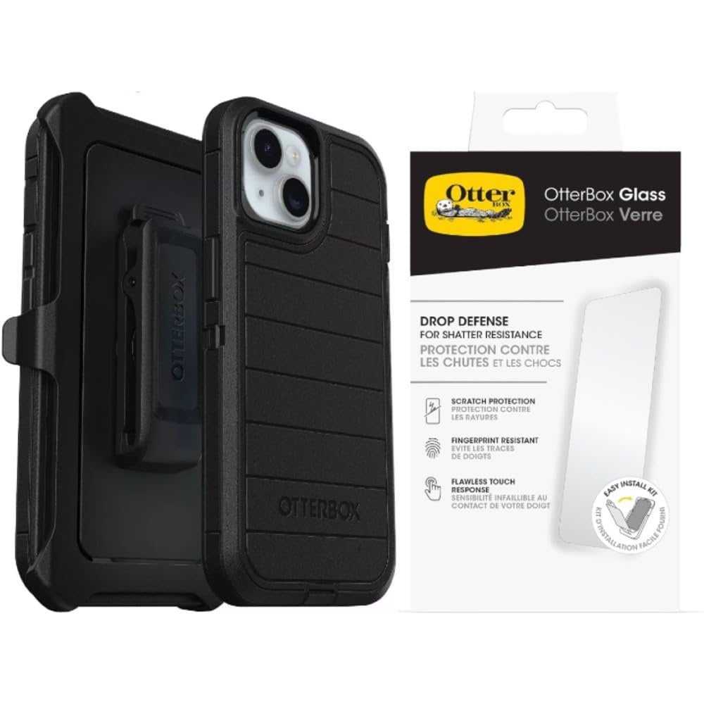 OtterBox iPhone 15 Only - Defender Series Case - Black - with Screen ...