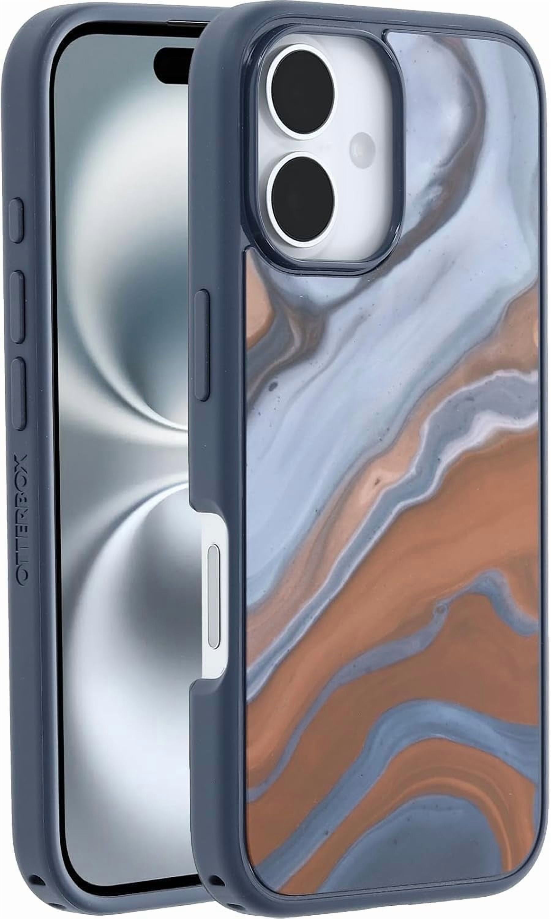 OtterBox iPhone 16 (Only) - Symmetry Series+ Case - High Desert Marble (Blue) - Snaps to MagSafe ...